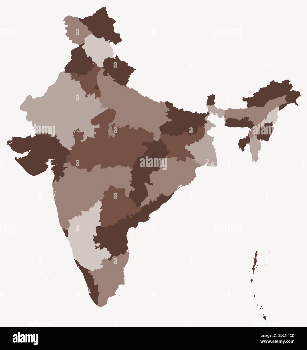 Map of india political blank hi-res stock photography and images - Alamy