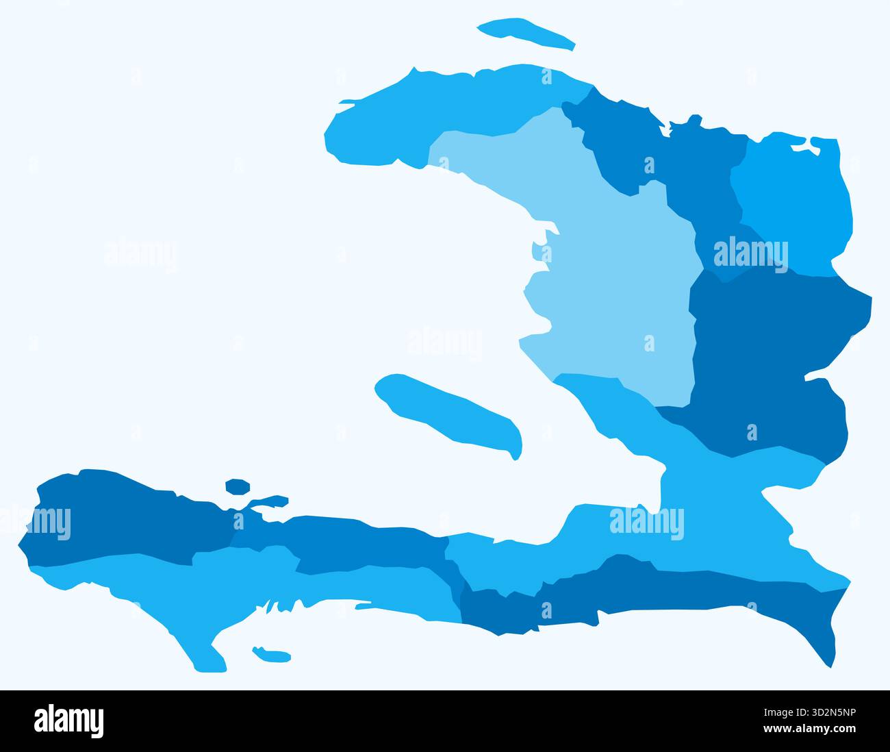 Map of Haiti with regions. Just a simple country border map with region ...