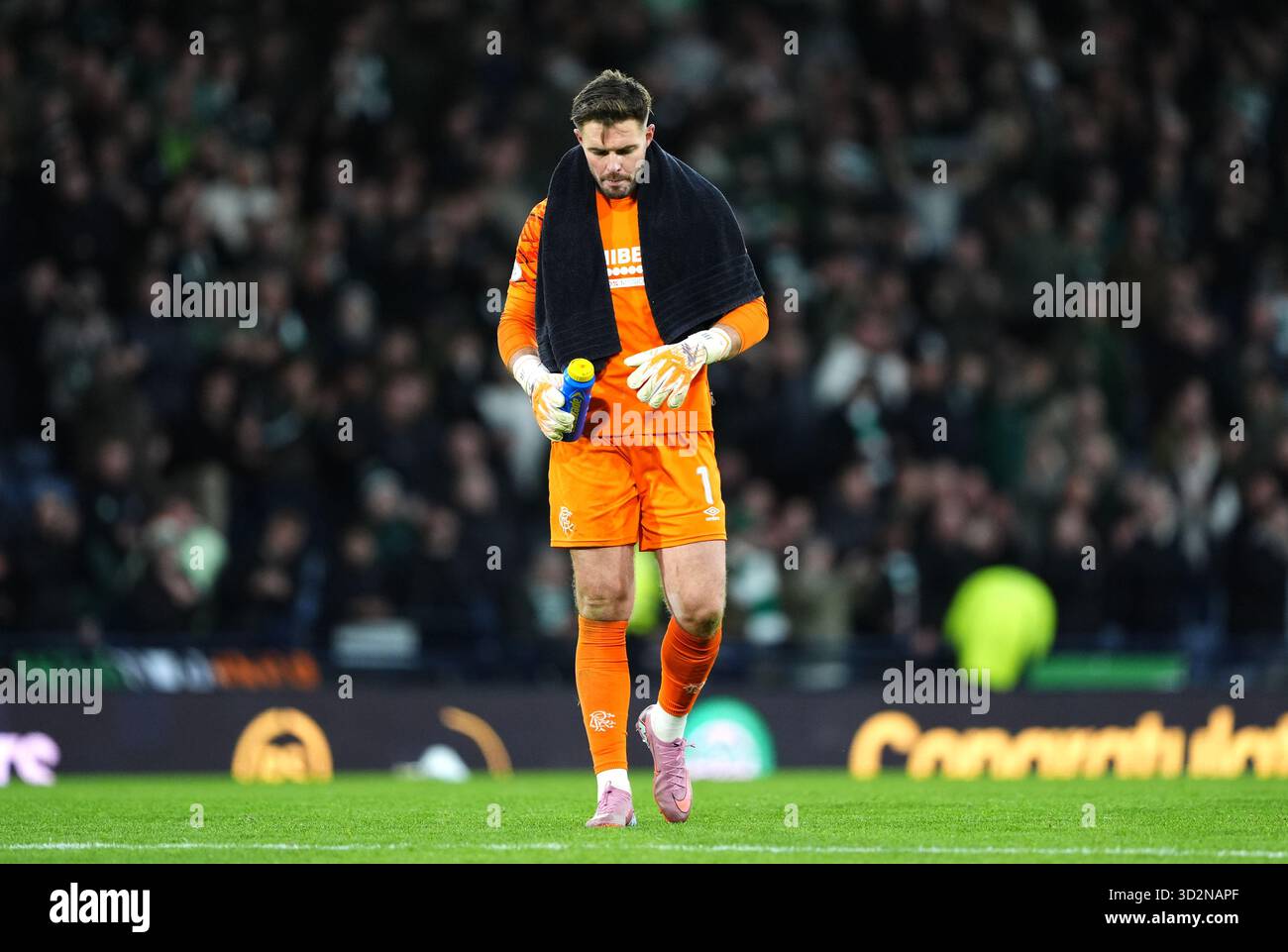 Rangers goalkeeper Jack Butland reacts following the Premier Sports Cup ...