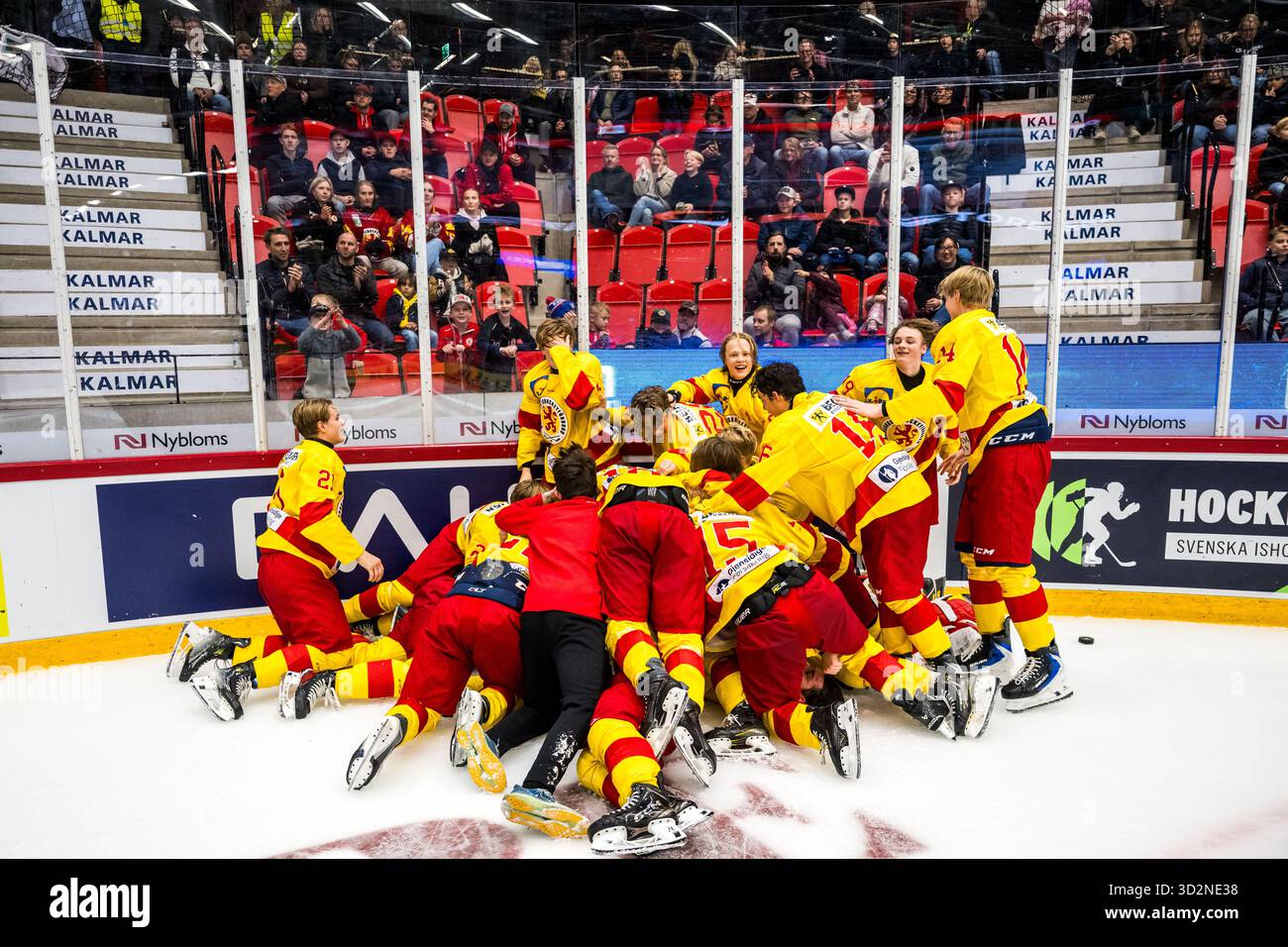 251102 Smålands spelare jublar efter ishockeymatchen i TV-Pucken mellan Småland och Skåne den 2 ...
