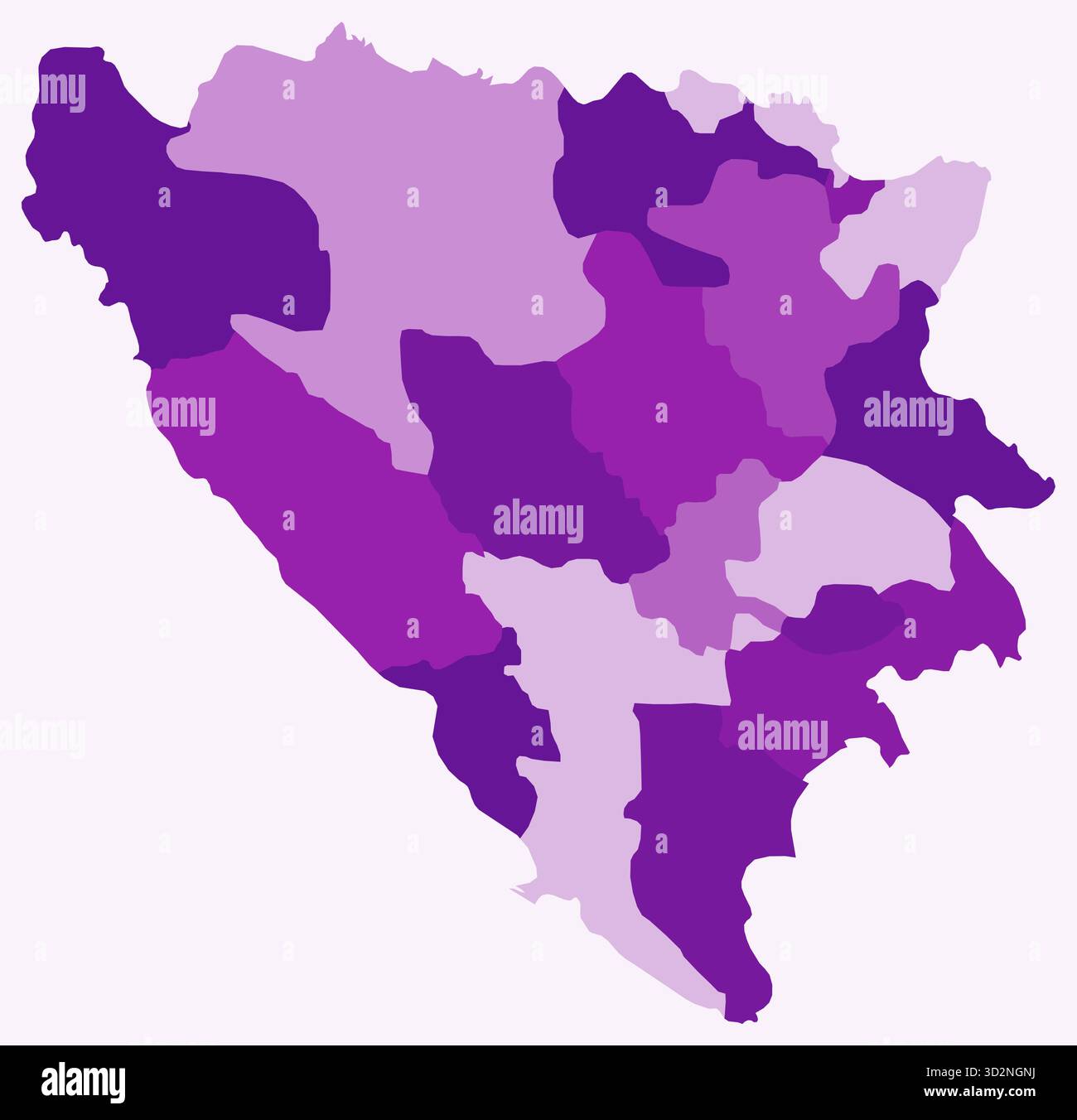 Map of Bosnia and Herzegovina with regions. Just a simple country ...