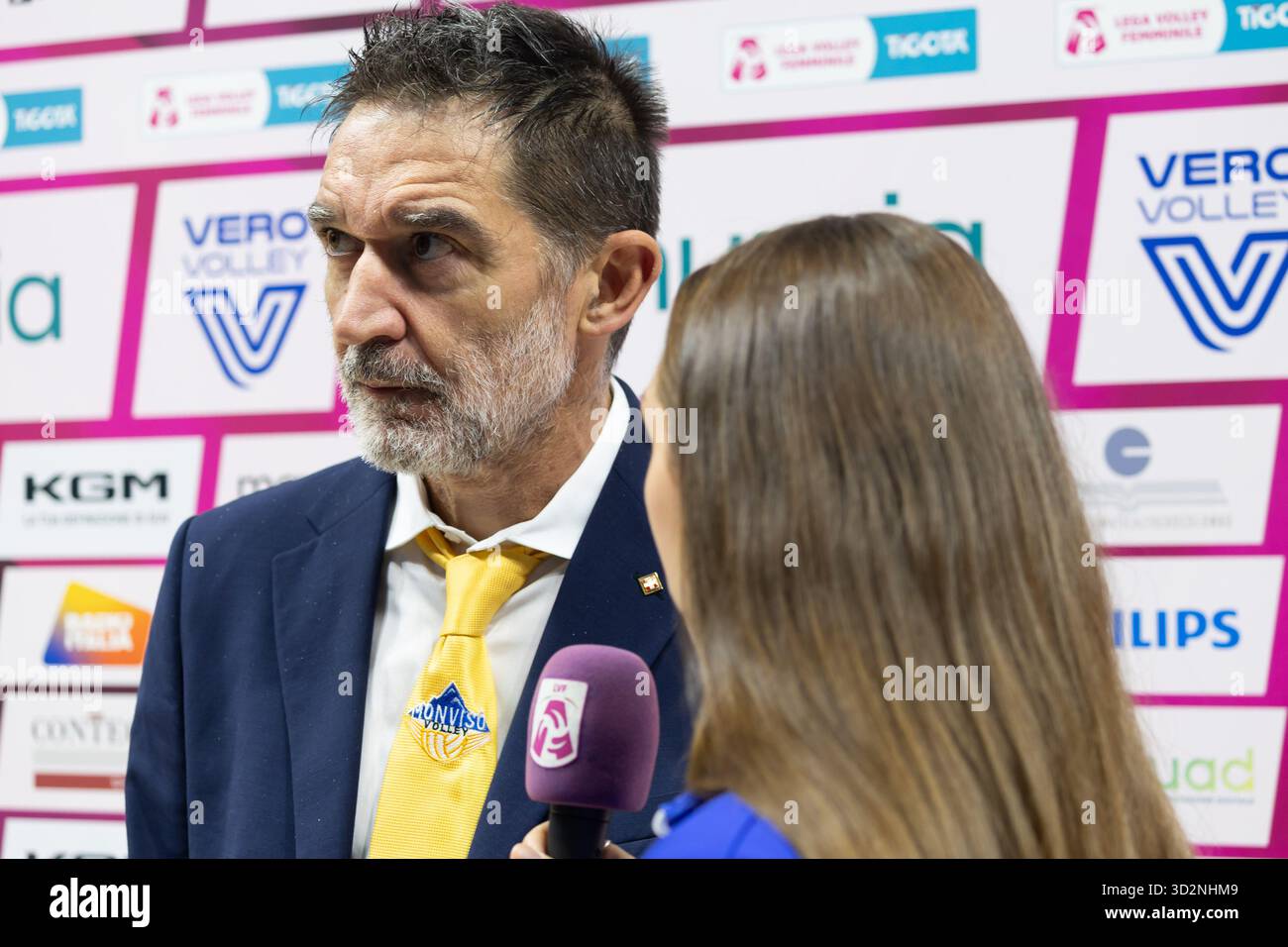 Michele Marchiaro (Head Coach Monviso Volley) during Volley Italian ...