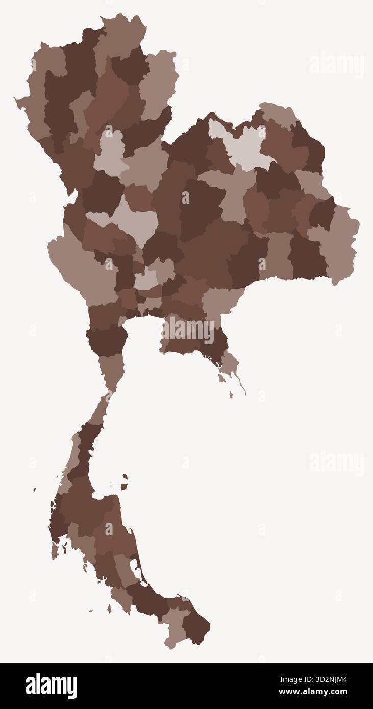 Map of Thailand with regions. A simple country border map with region ...