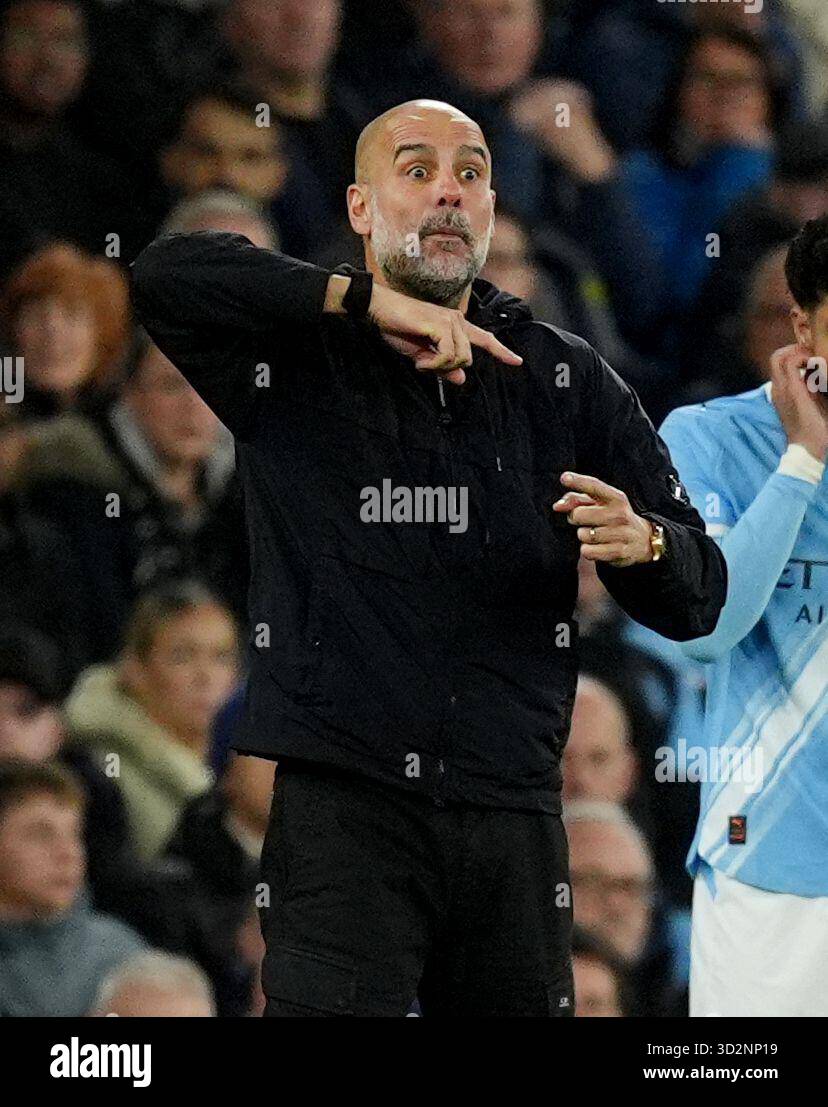 Manchester City manager Pep Guardiola during the Premier League match ...