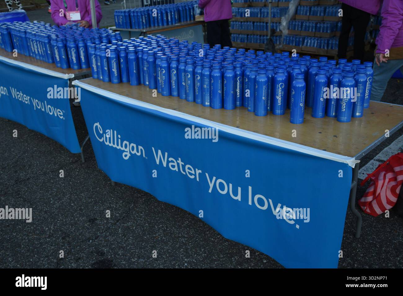 Sponsor Culligan water is seen during the 2025 TCS New York City ...