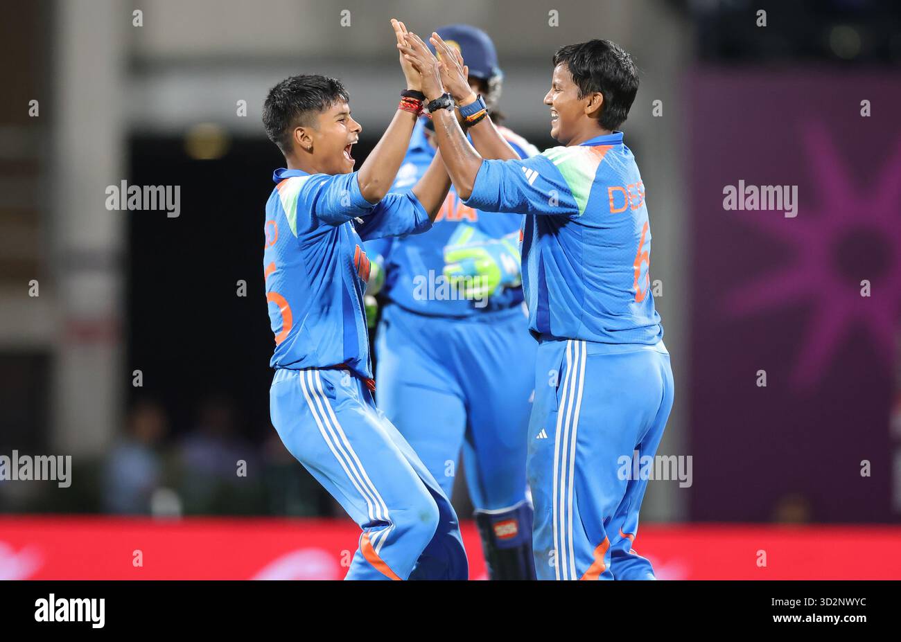 Depti Sharma of India takes wicket of Annerie Dercksen of South Africa ...