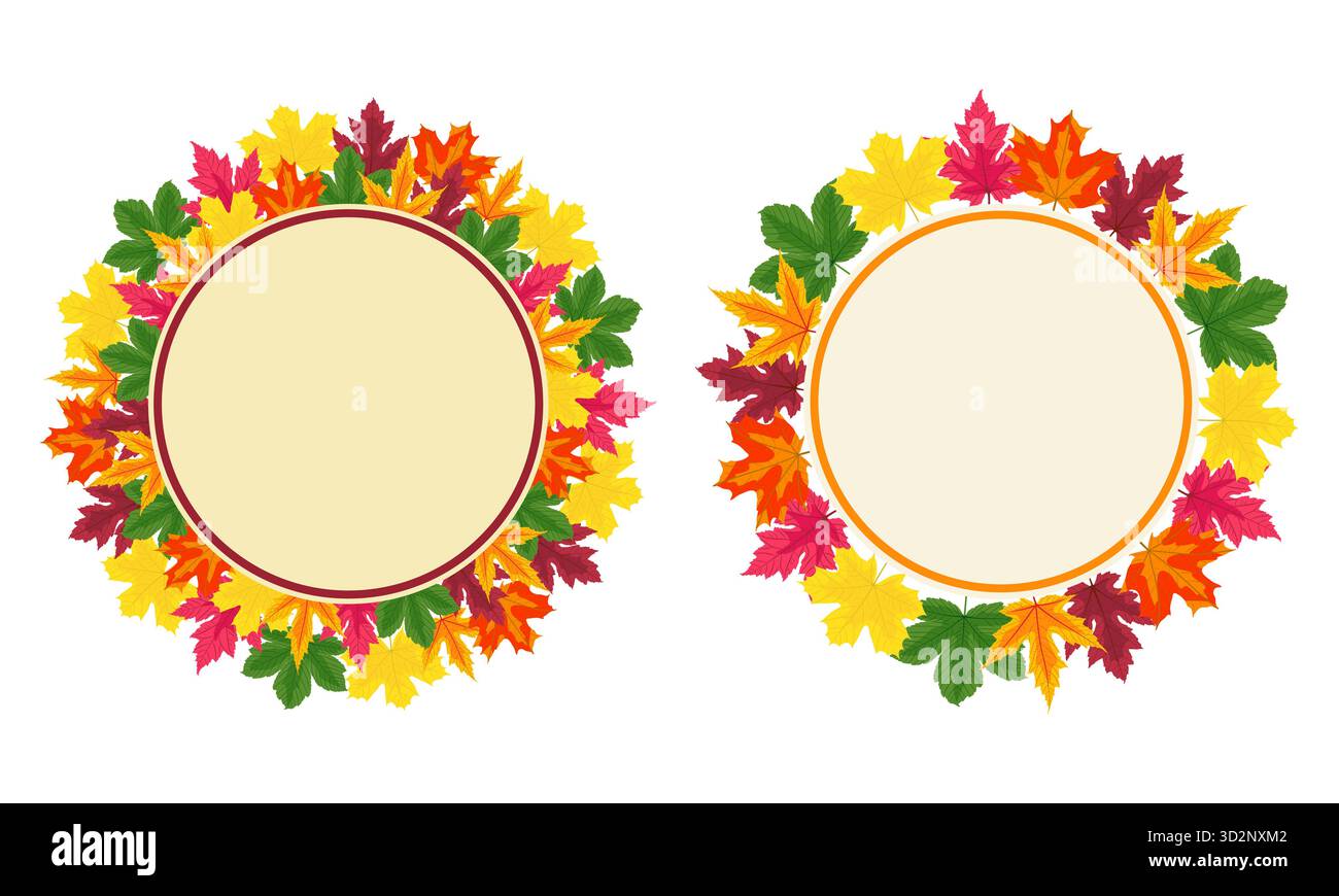 Autumn leaf circle frame Stock Vector Images - Alamy