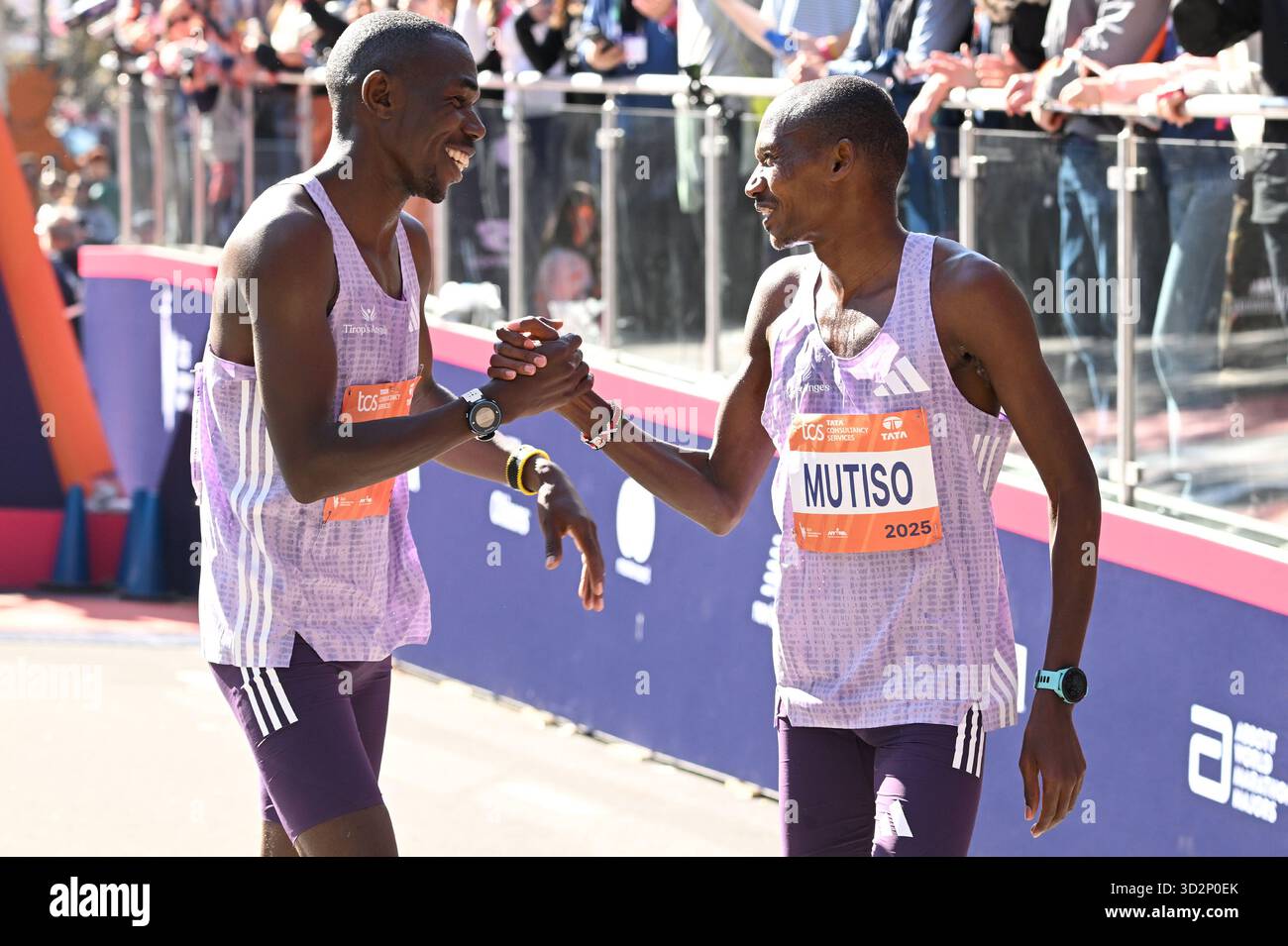 (L-R) Benson Kipruto and Alexander Mutiso of Kenya celebrate their 1st ...