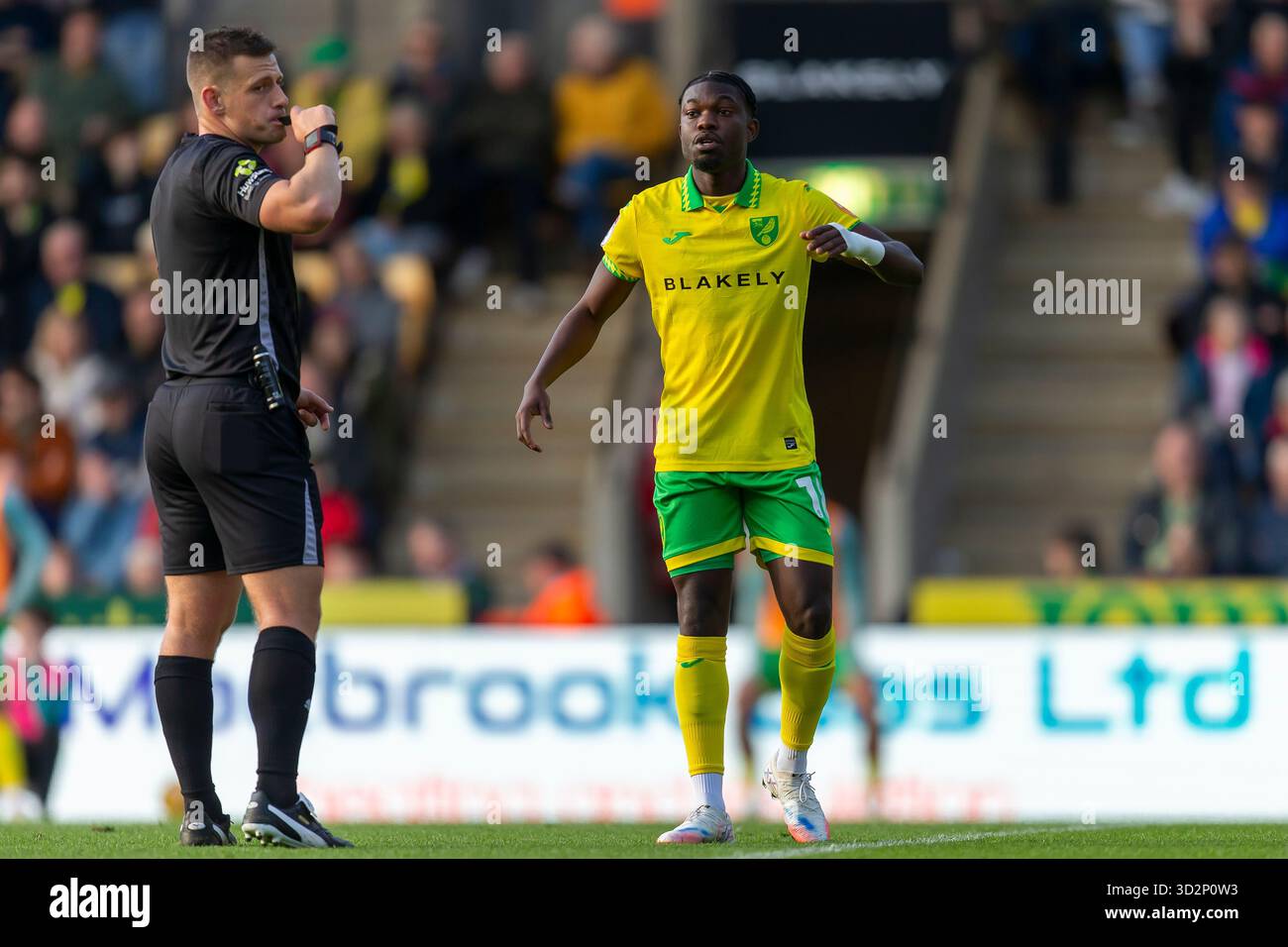 Forson Amankwah of Norwich City reacts during the Sky Bet Championship ...