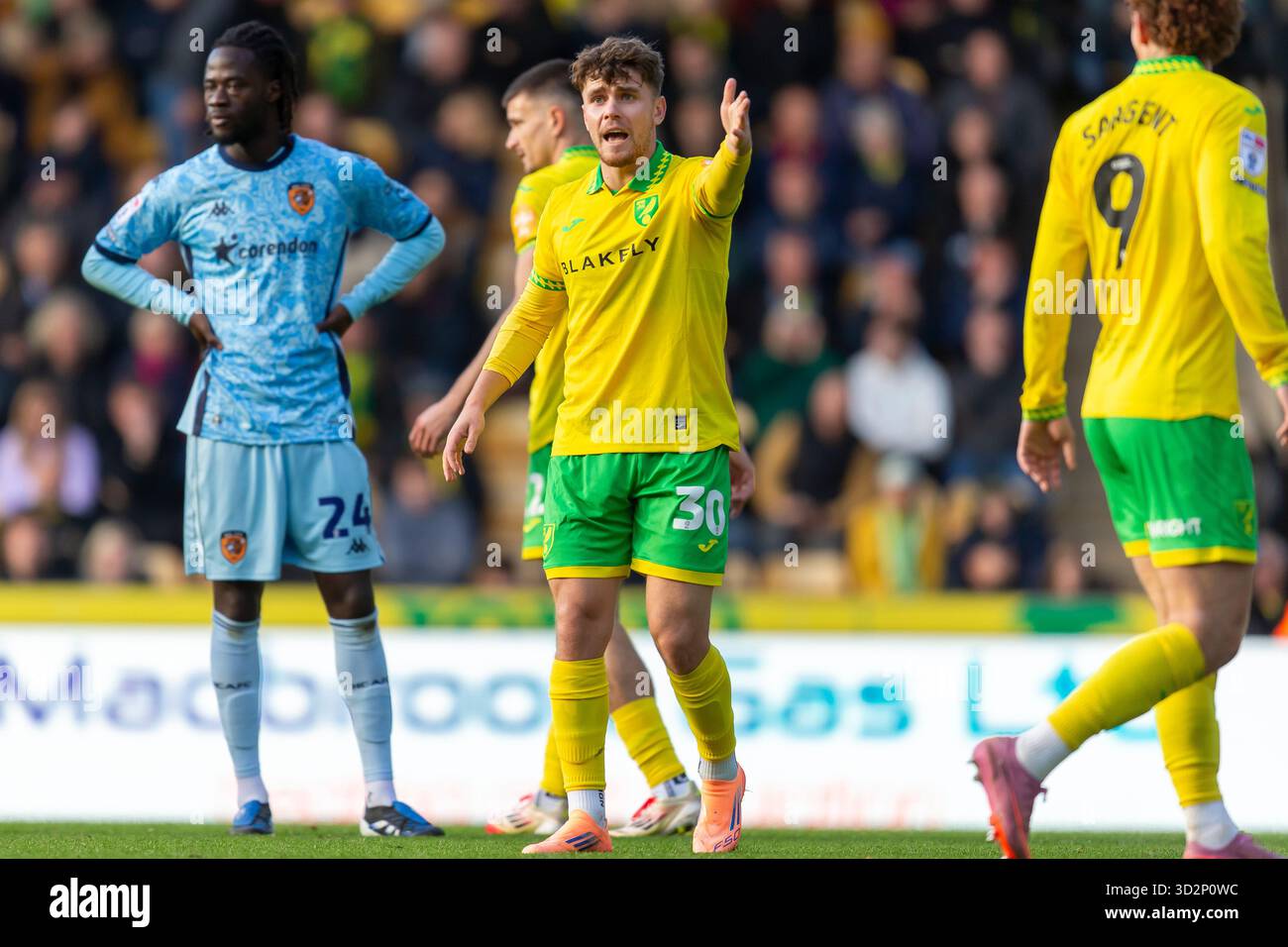 Mathias Kvistgaarden of Norwich City reacts during the Sky Bet ...