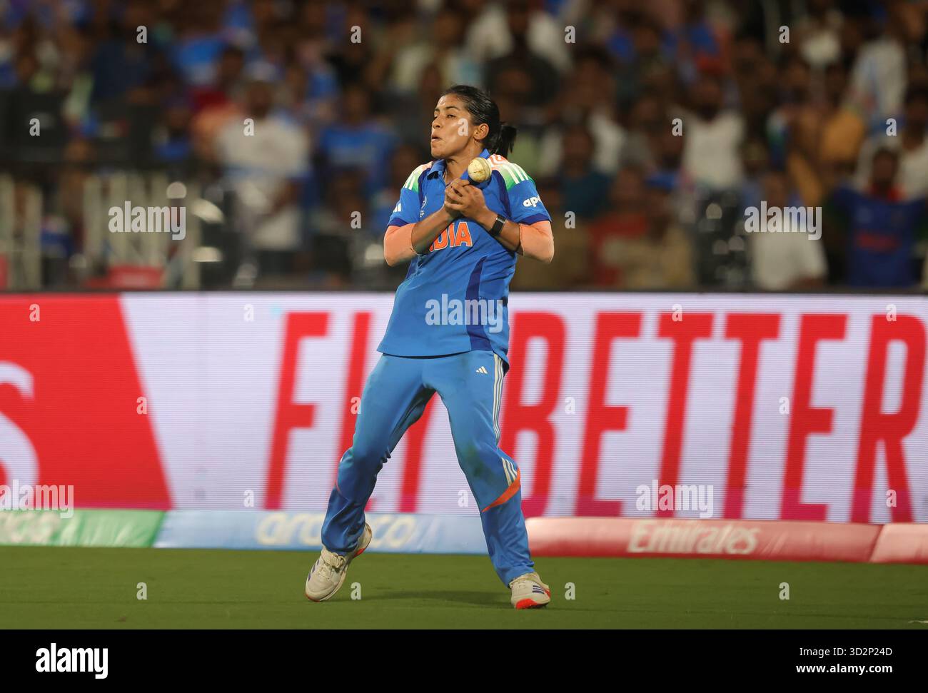Navi Mumbai, India. 02nd Nov, 2025. Depti Sharma of India takes wicket ...