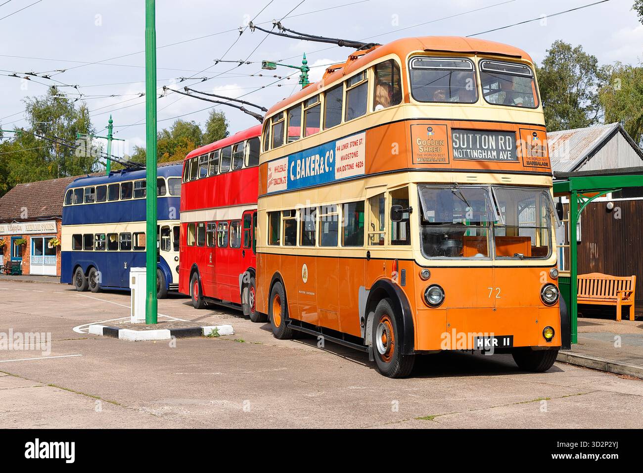Trolleybuses queuing to pick up passengers at Sandtoft Trolleybus ...