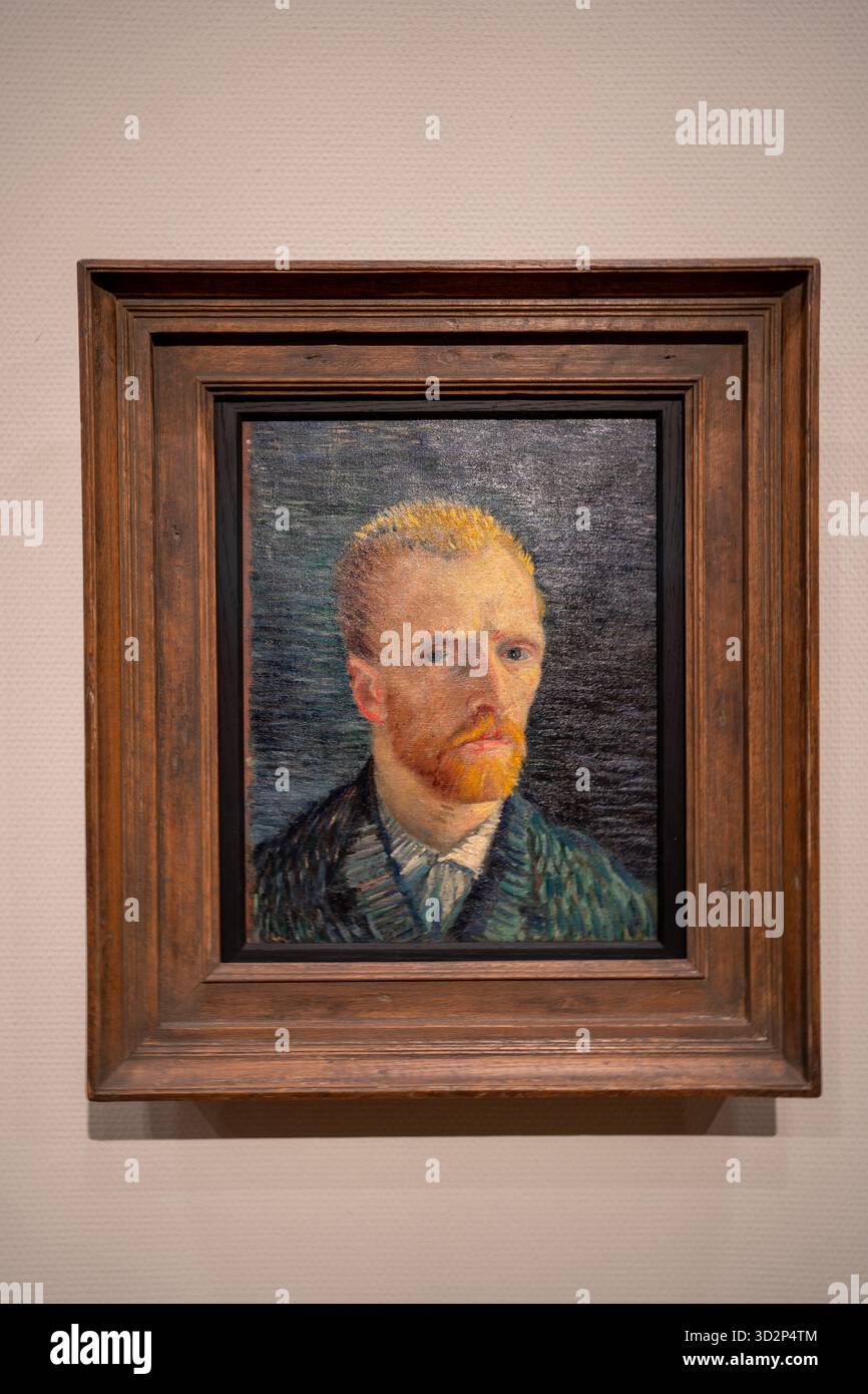 Vincent van Gogh self-portrait painting in dark wood frame on display ...
