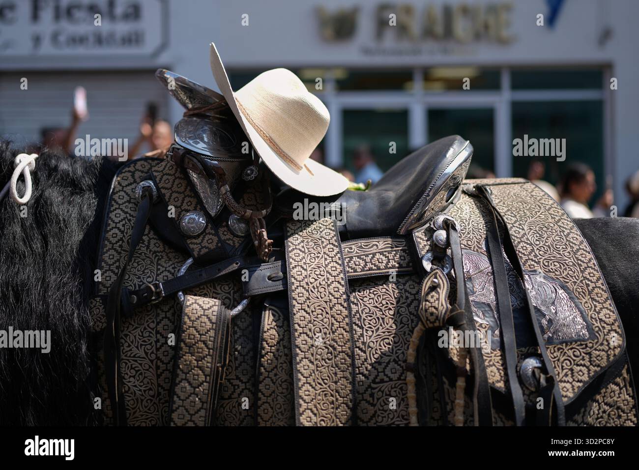 A hat worn by late Mayor Carlos Manzo Rodriguez, who was shot during ...