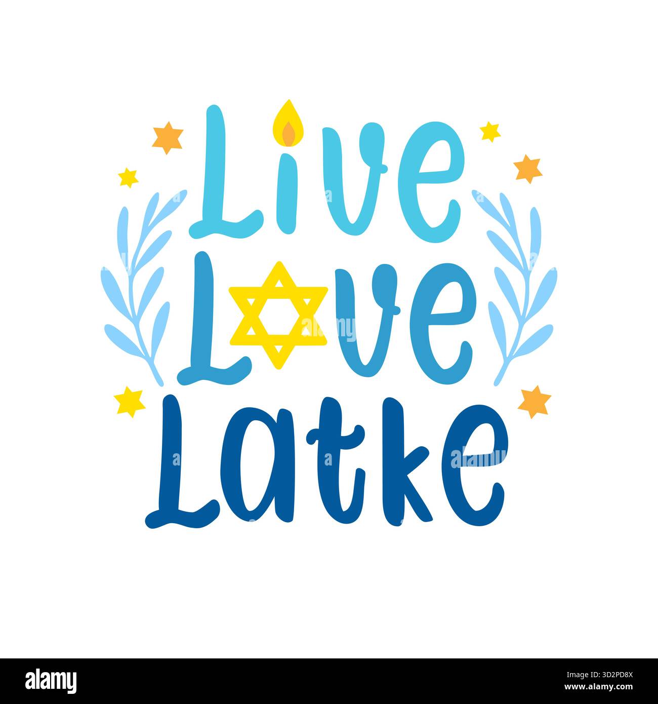 Live, Love, Latke - creative lettering banner. Happy Hanukkah wishes ...