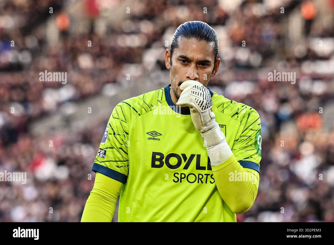 Goalkeeper Alphonse Areola (13 West Ham) looks on during the Premier ...