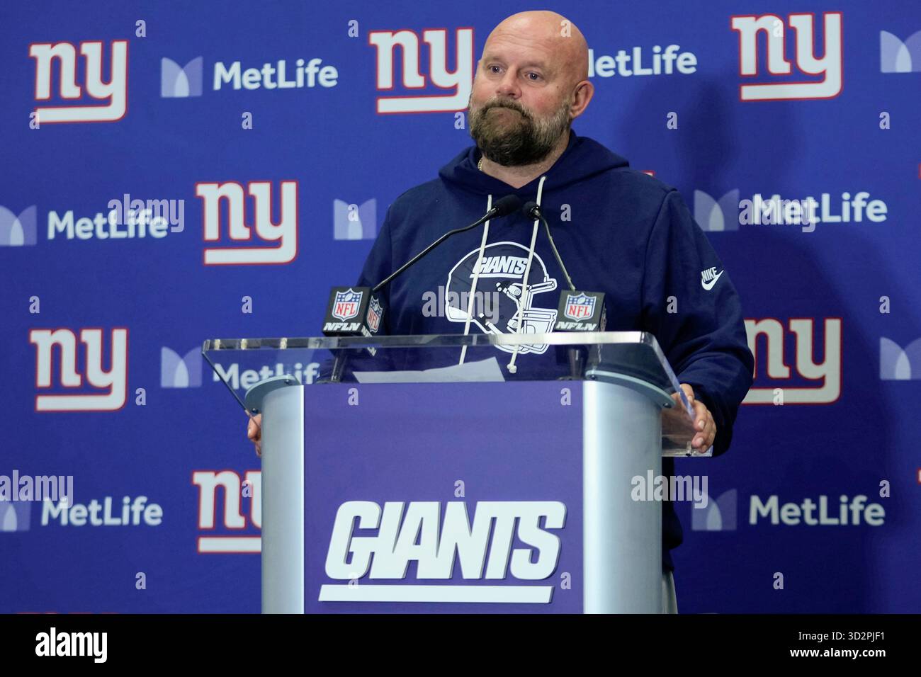 New York Giants head coach Brian Daboll speaks during a news conference ...