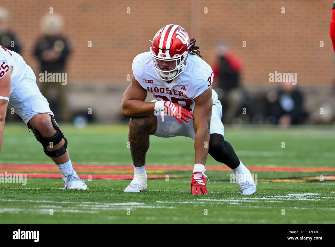 November 01, 2025: Indiana defensive back Heath Kizer (37) in action ...