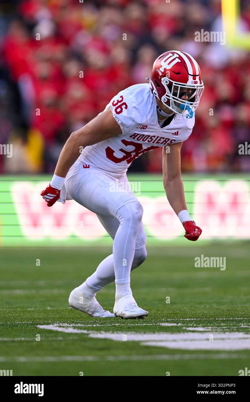 November 01, 2025: Indiana defensive back Clay Conner (36) in action ...