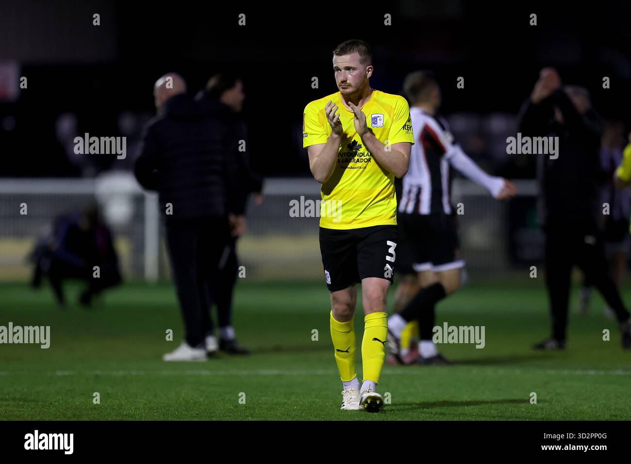 Barrow's Lewis Shipley applauds their fans afterthe Emirates FA Cup ...