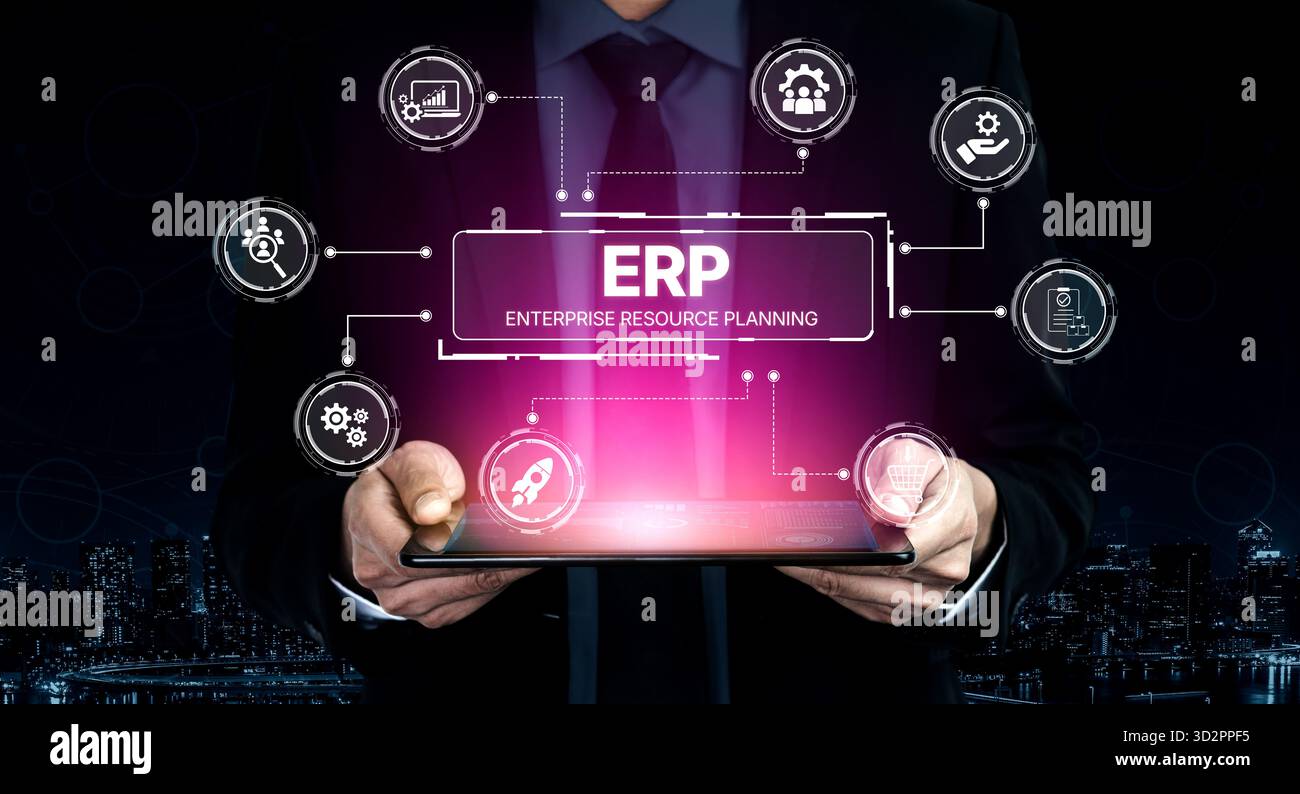 ERP platform visual showing centralized system for enterprise resource ...