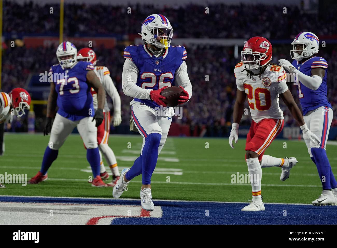 Buffalo Bills running back Ty Johnson (26) scores past Kansas City ...