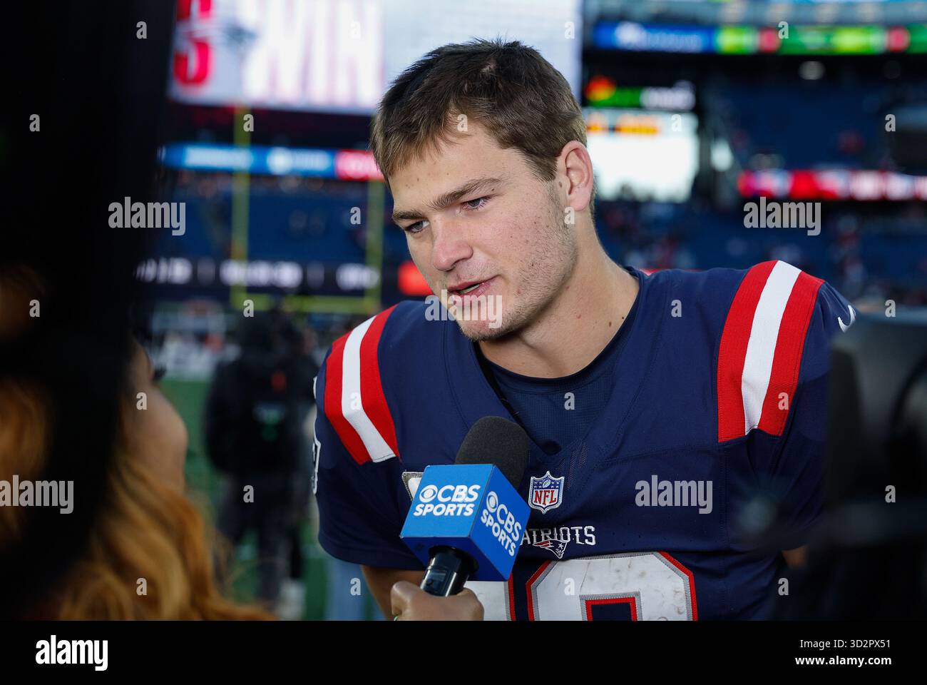 November 2, 2025; Foxborough, MA, USA; New England Patriots quarterback ...