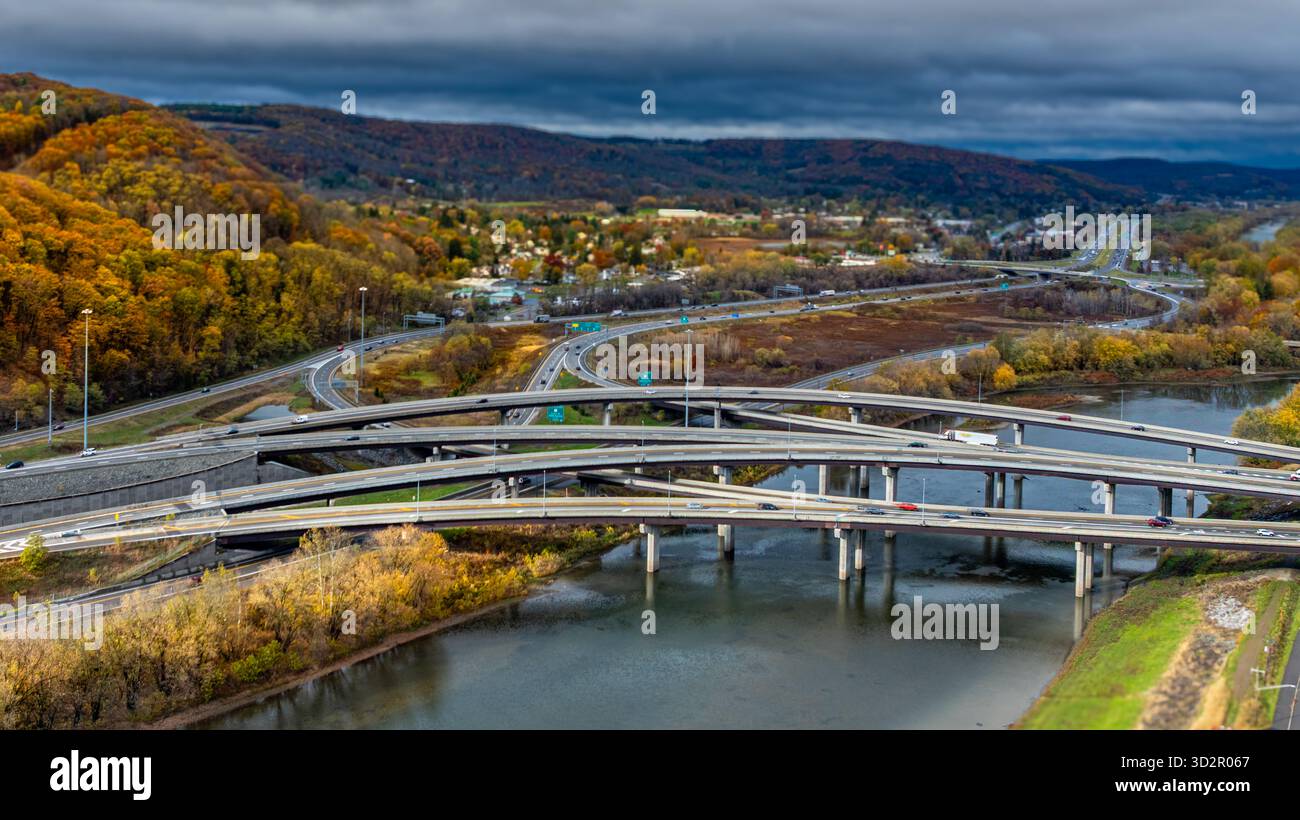 Fall afternoon aerial photo of the Interstate 81 and Route 17 ...