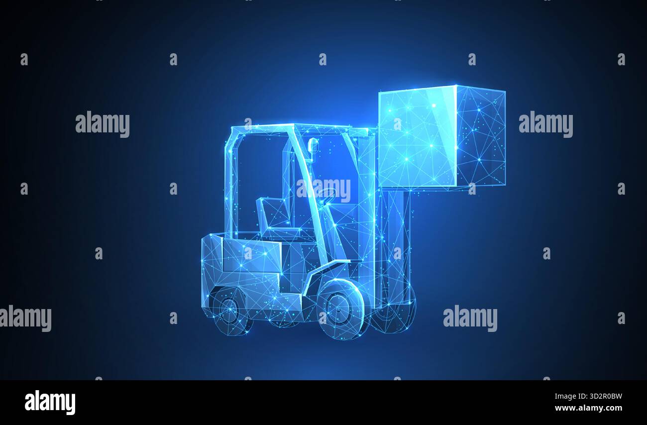 Big blue fork lift Stock Vector Images - Alamy