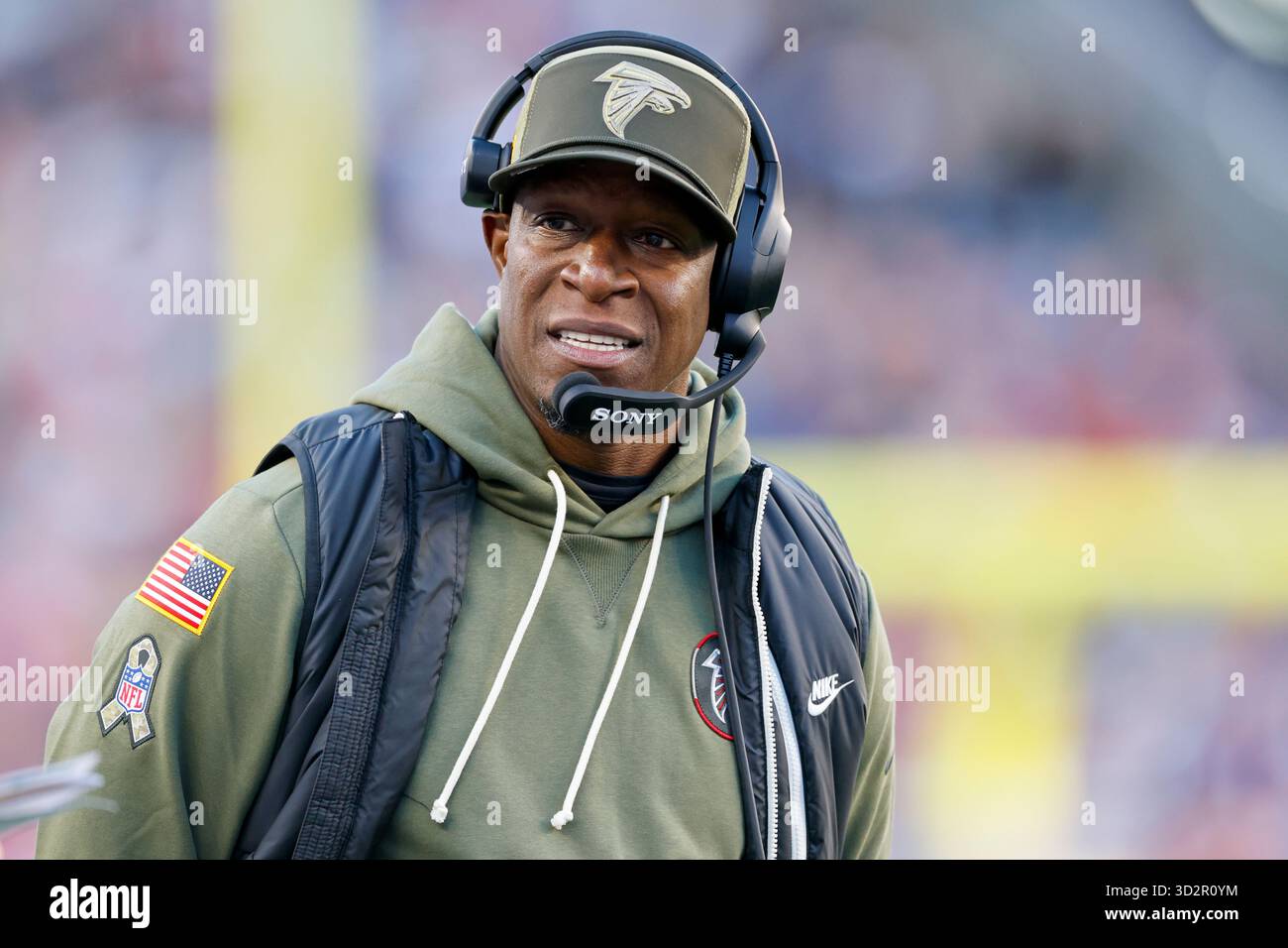 Atlanta Falcons head coach Raheem Morris reacts on the sideline during ...