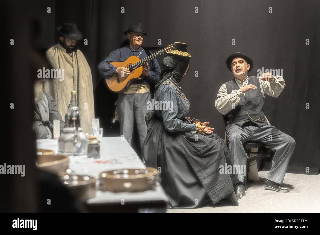 Actors dressed in historical costumes recreate ancestral canarian ...