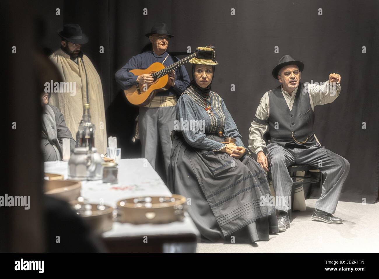 Actors dressed in historical costumes recreate ancestral canarian ...