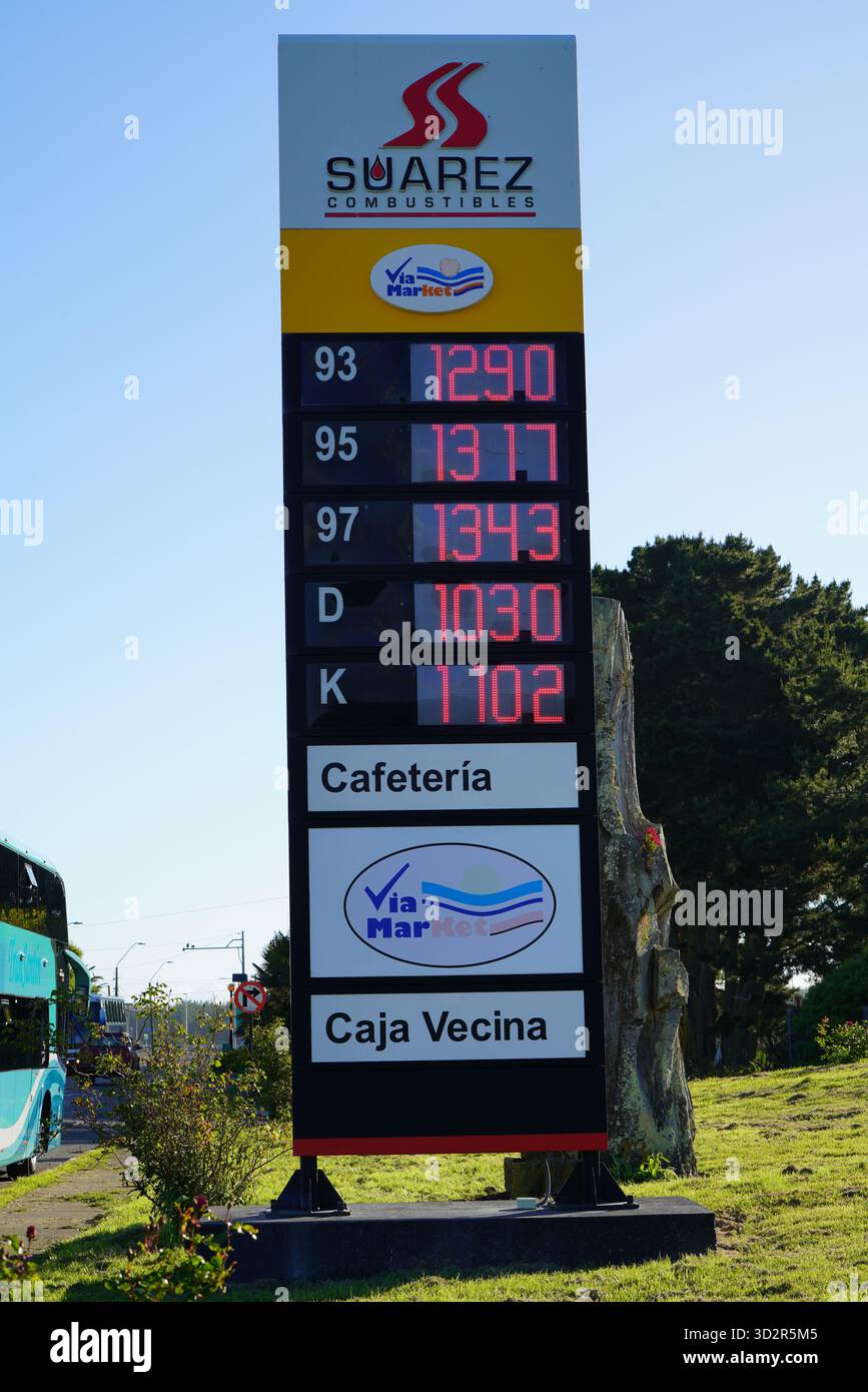 letrero informativo que muestra los precios del combustible de un ...