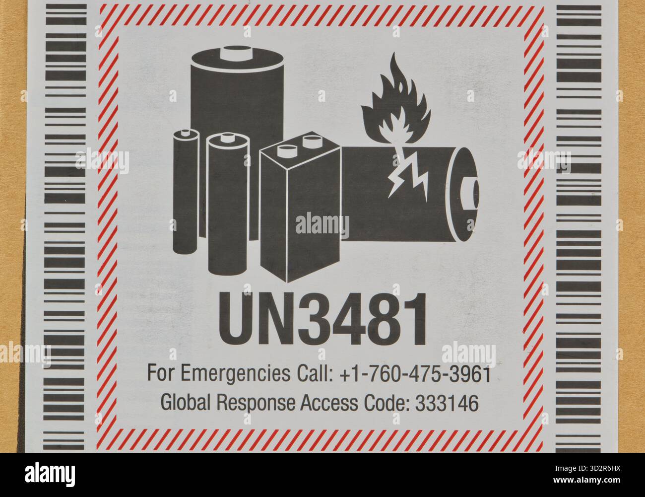 UN3481 Lithium ion battery warning sticker closeup safety instructions ...
