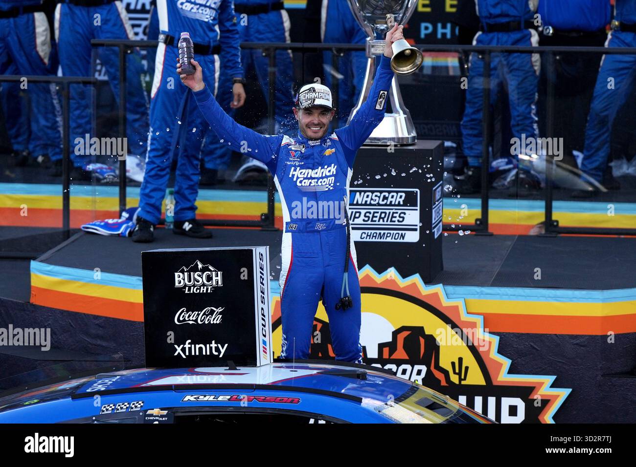 Kyle Larson celebrates after winning the NASCAR Cup Series championship ...