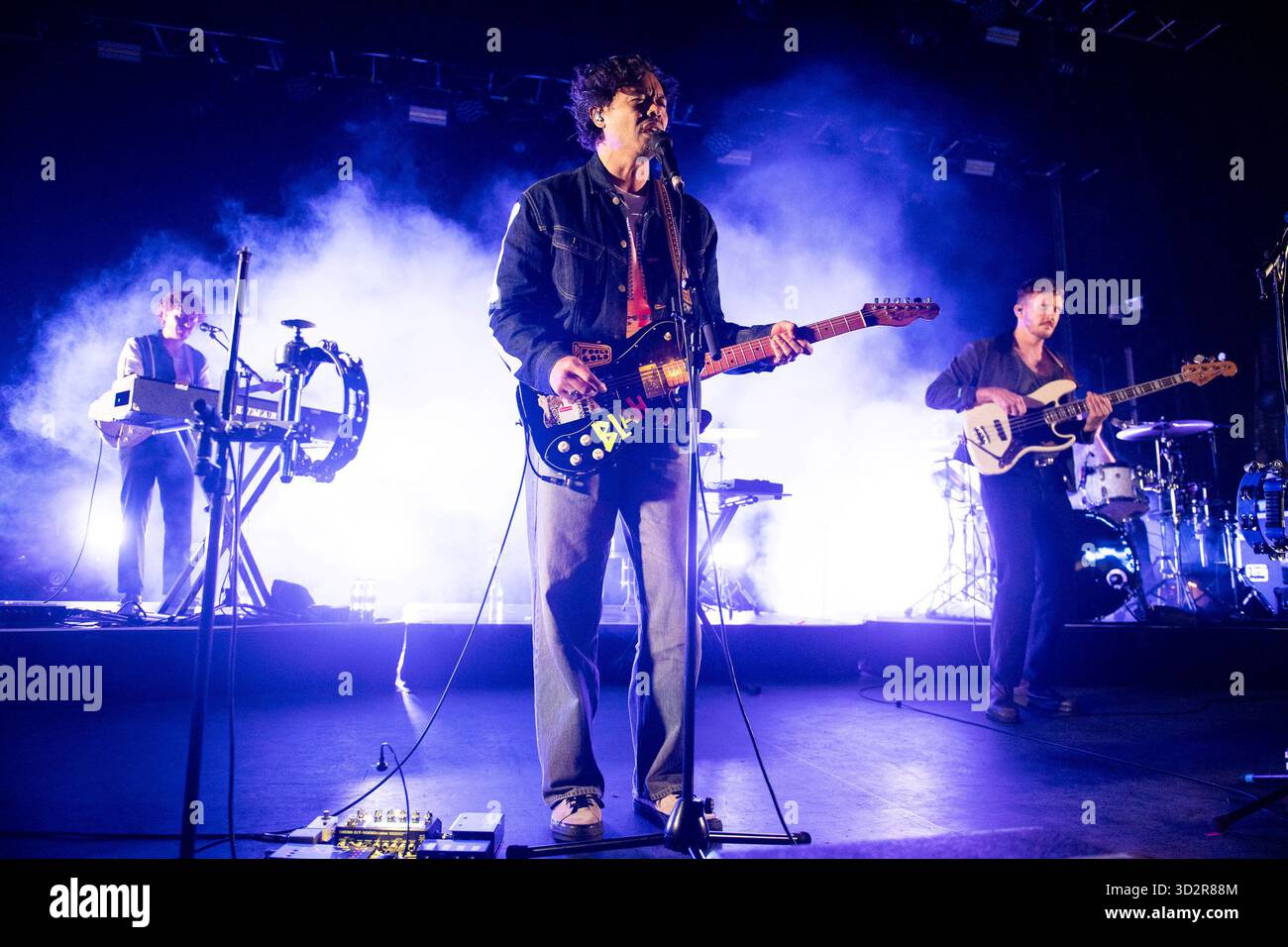 London, UK. 02 Nov 2025. (L-R) - Guitarist Joseph Greer, lead singer Dougy Mandagi, bassist ...