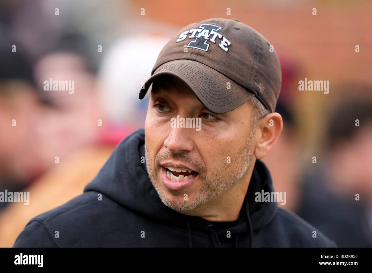 Iowa State head coach Matt Campbell walks on the field before an NCAA ...
