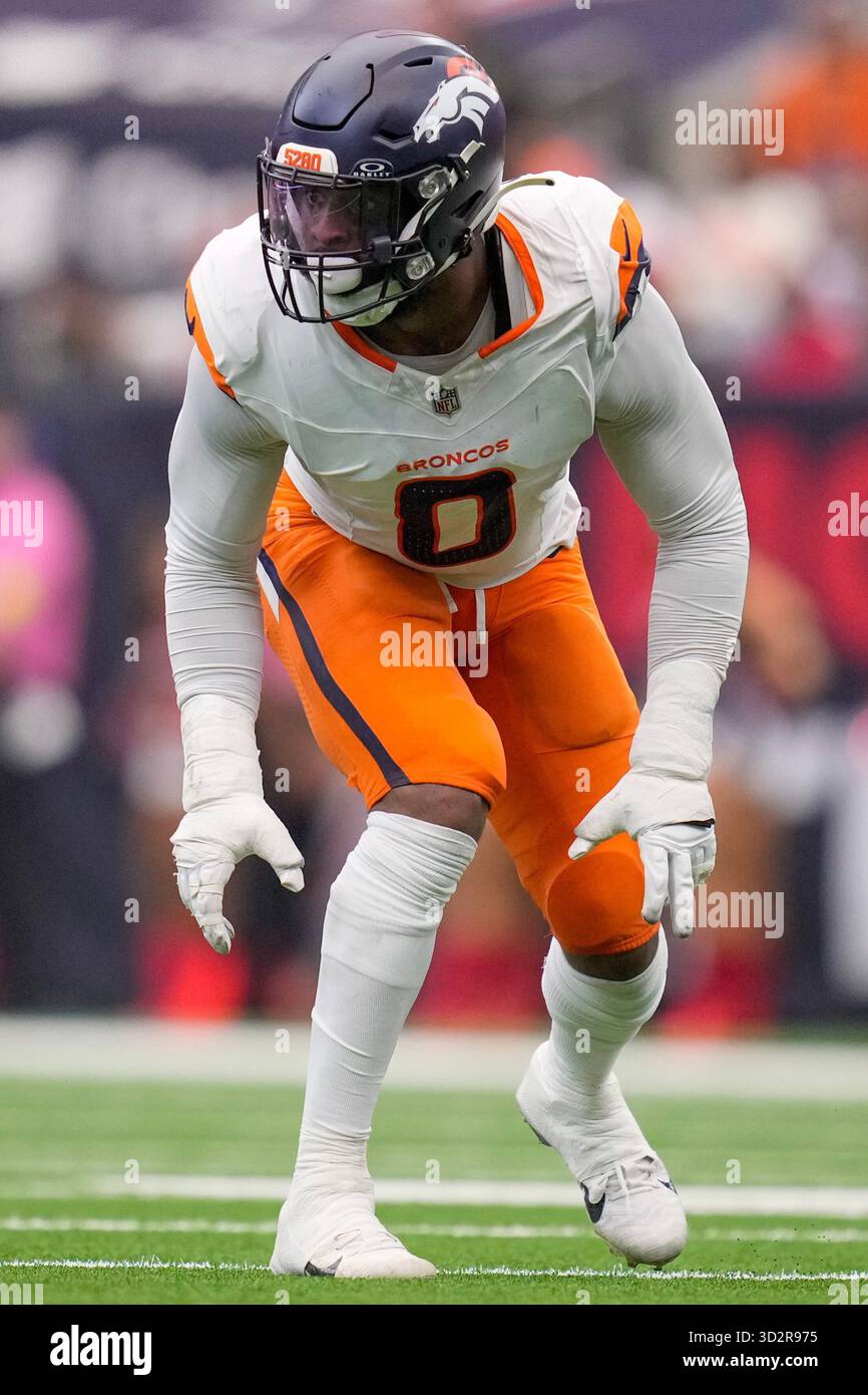 Denver Broncos linebacker Jonathon Cooper (0) plays against the Houston ...