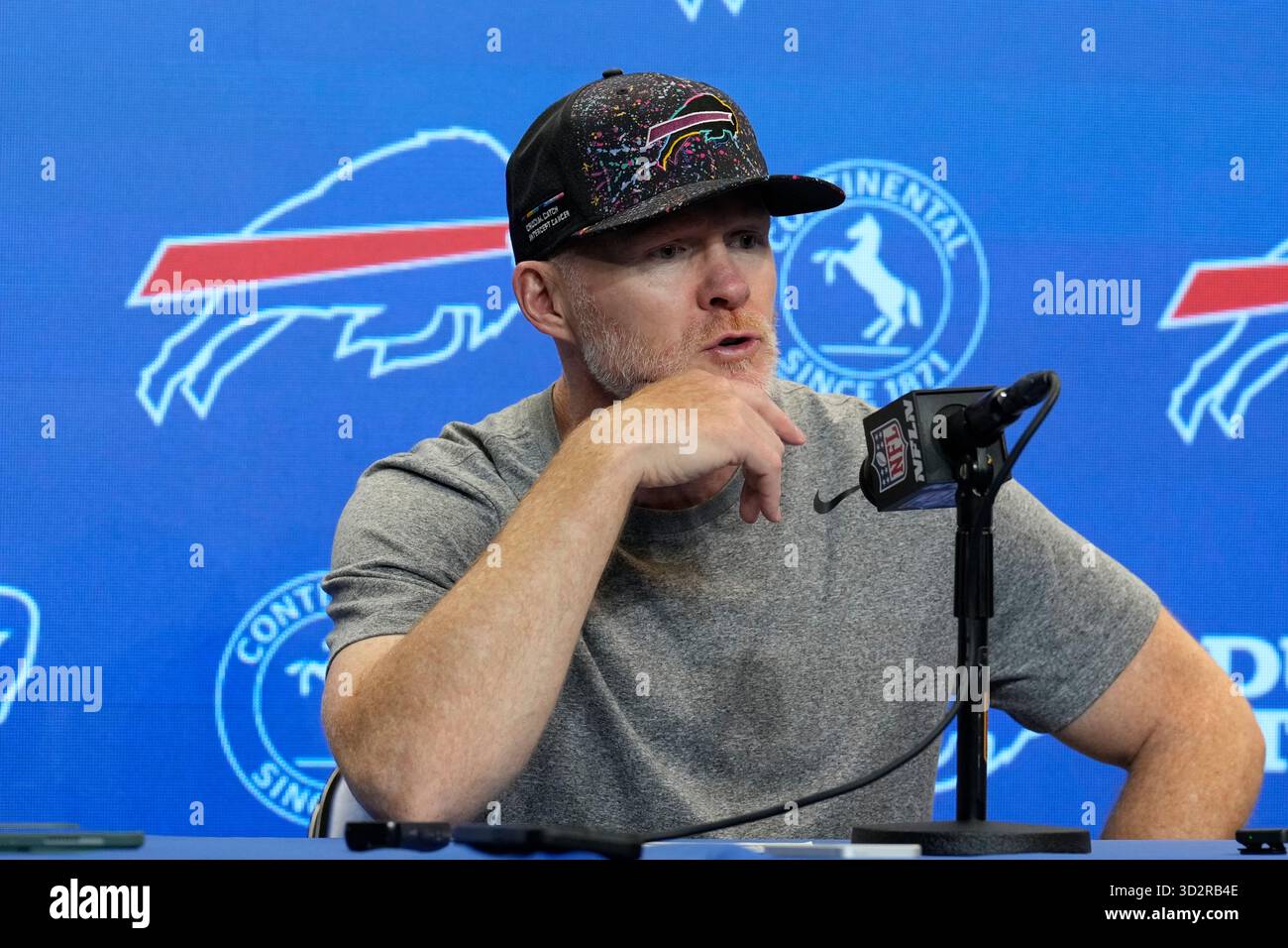 Buffalo Bills head coach Sean McDermott speaks during a news conference ...