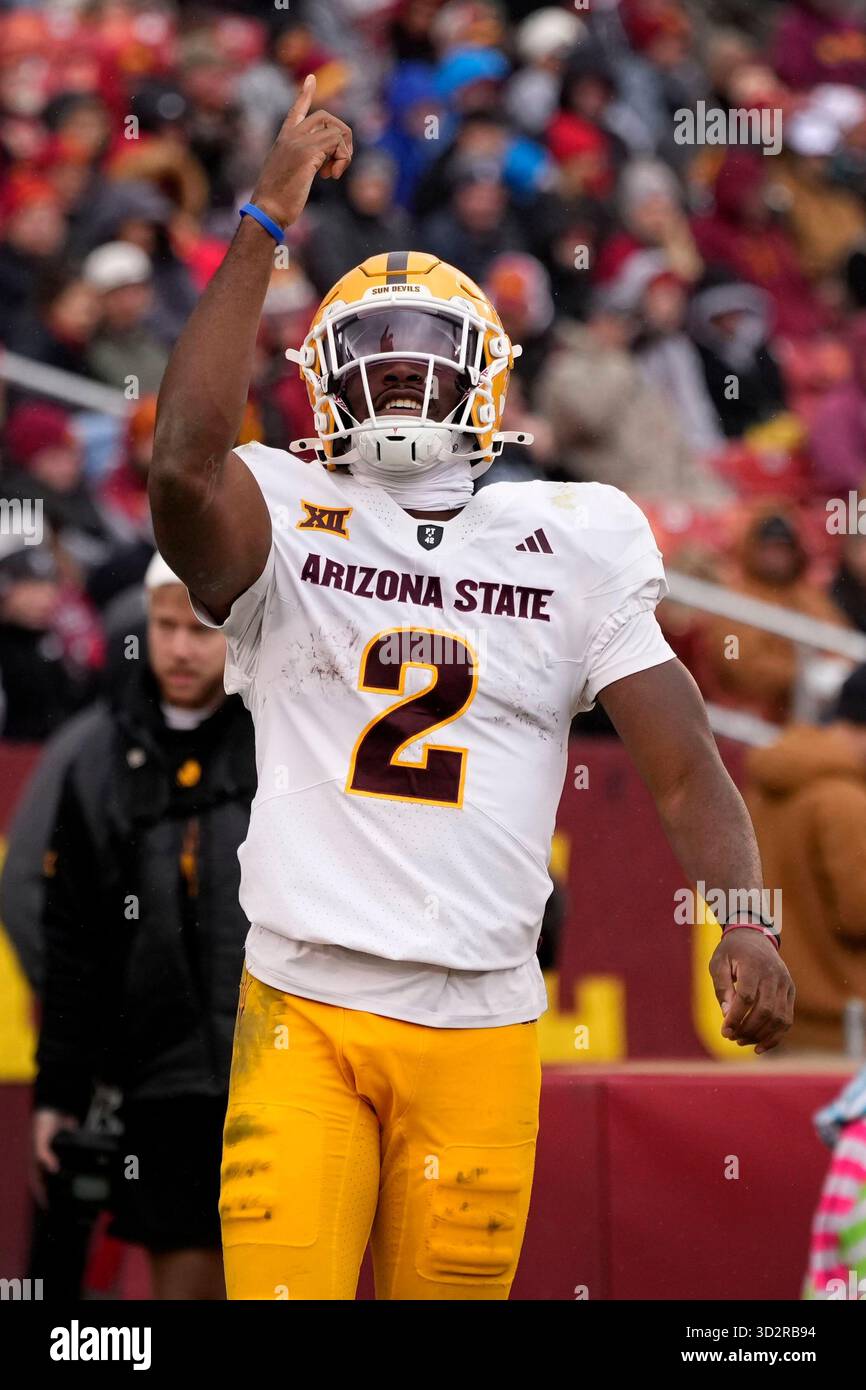 Arizona State quarterback Jeff Sims celebrates after scoring a ...