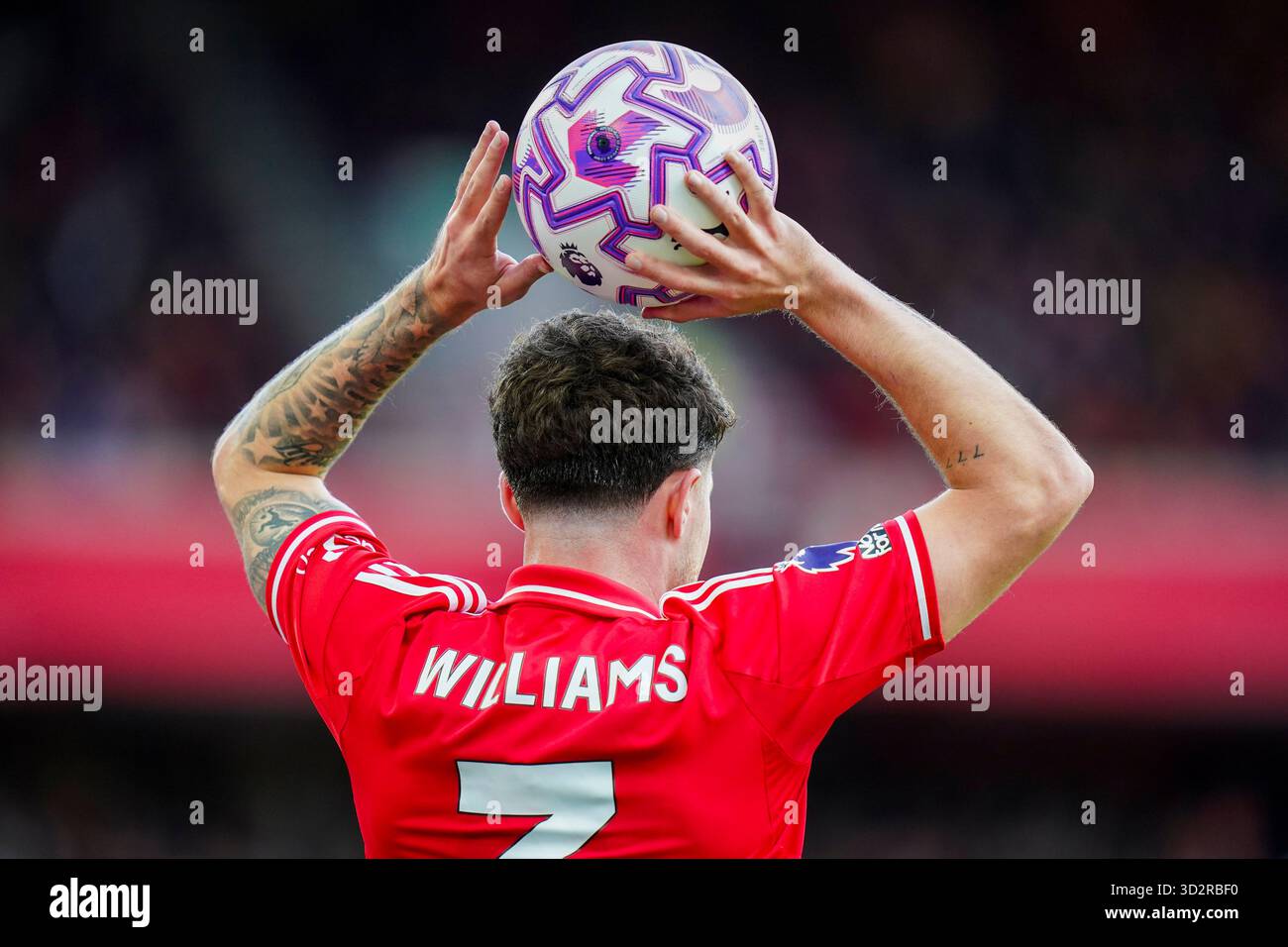 Nottingham Forest defender Neco Williams (3) throw in during the ...