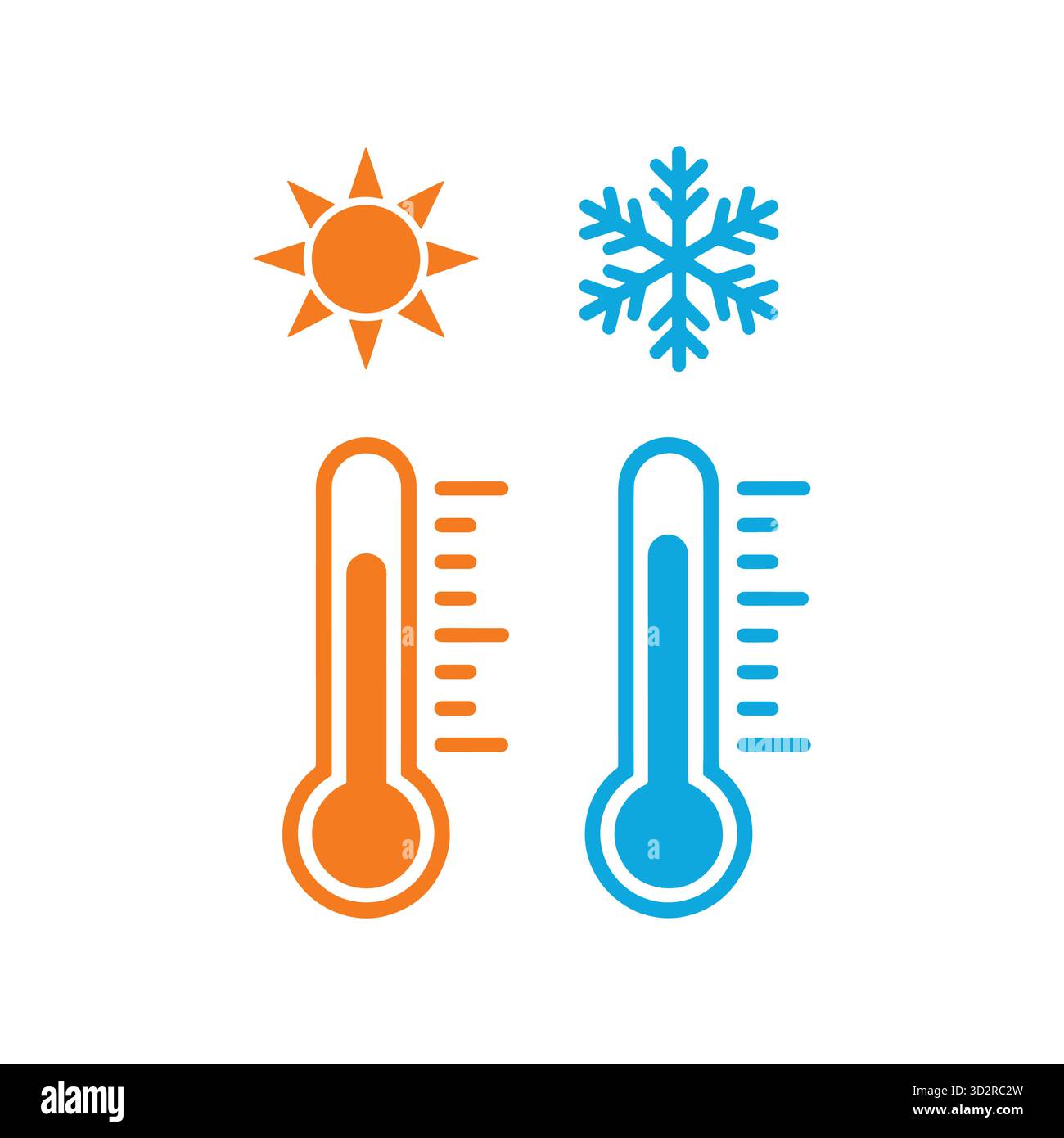 Hot and Cold Weather Temperature Icons With Sun and Snowflake Stock ...