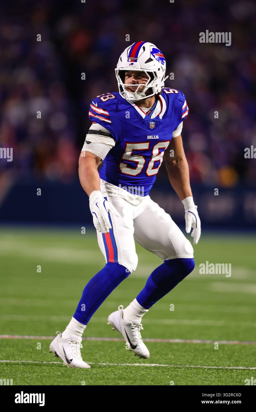 Buffalo Bills linebacker Matt Milano (58) reacts to the play during an ...