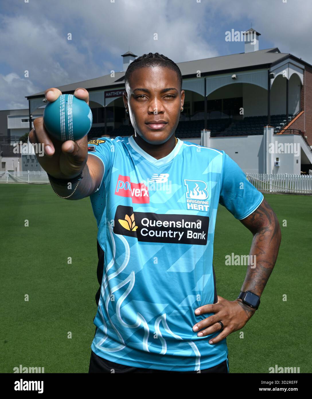 New Brisbane Heat player Chinelle Henry is seen posing for a photograph ...