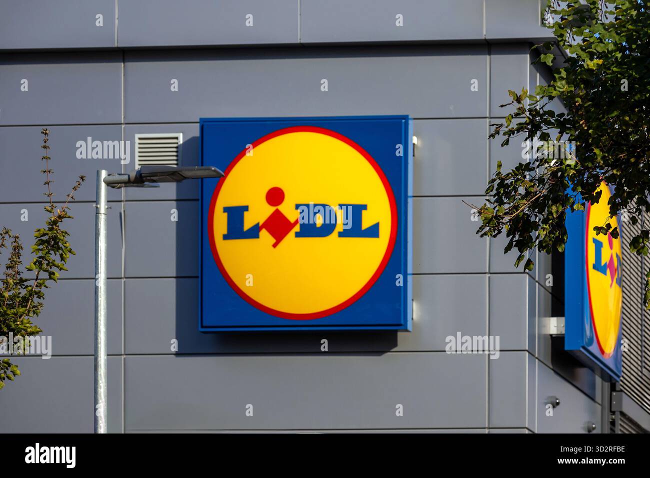 Belgrade, Serbia - October 25. 2025: Lidl logo on a facade of a famous ...
