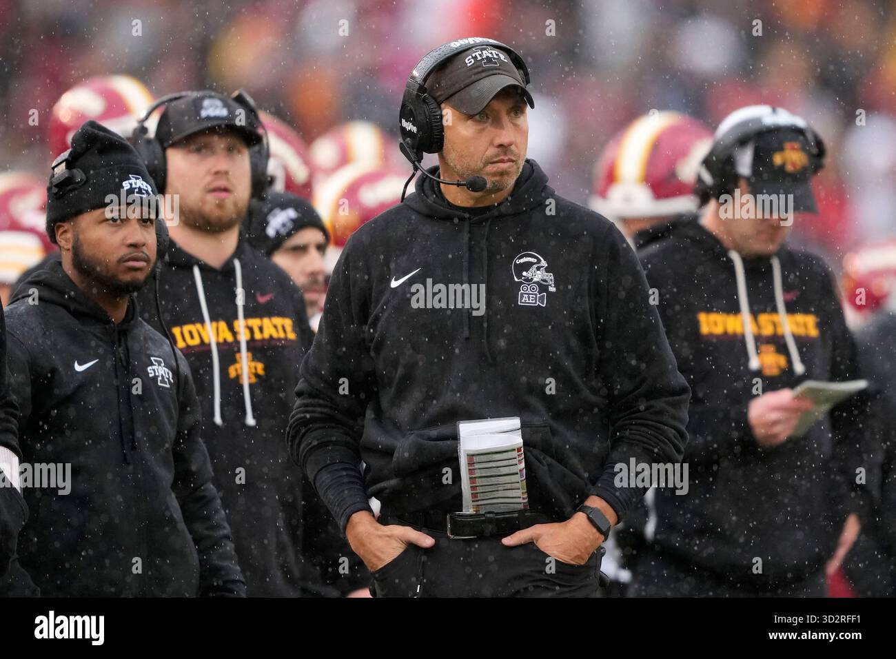 Iowa State head coach Matt Campbell watches from the sideline during ...
