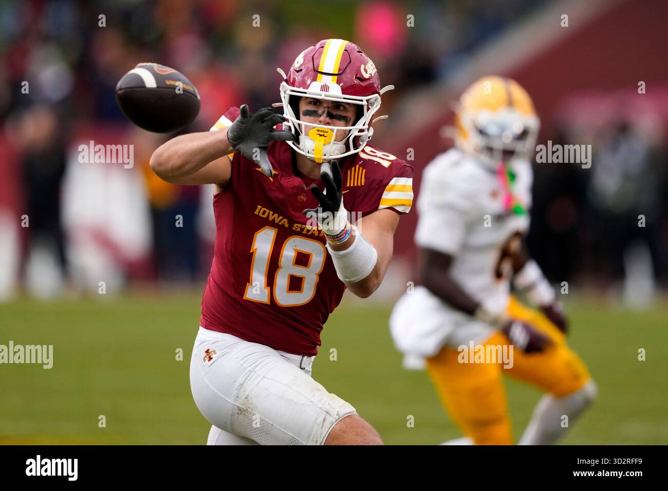 Iowa State tight end Benjamin Brahmer catches a pass during the second ...
