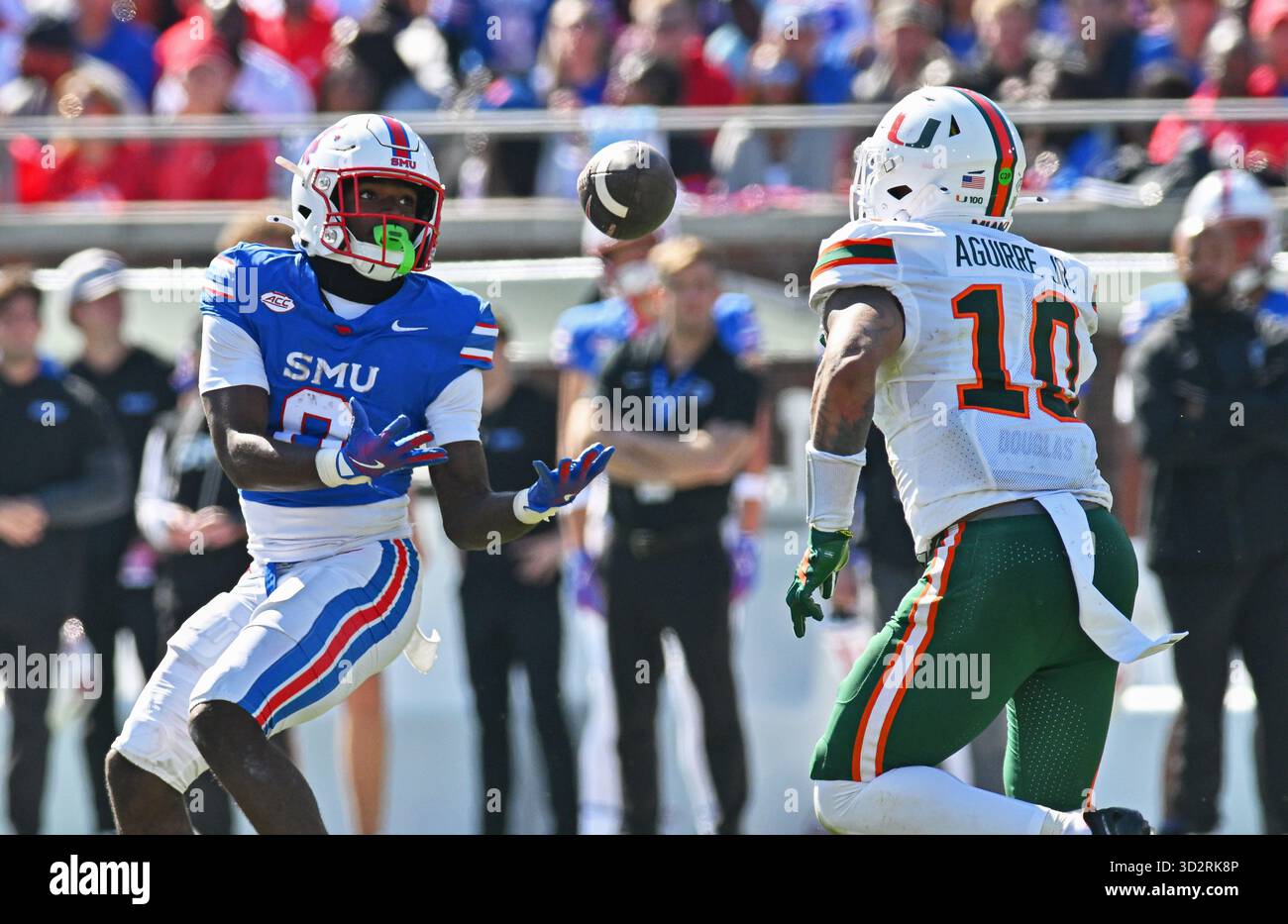 November 01, 2025: SMU Mustangs receiver Yamir Knight looks in a catch ...