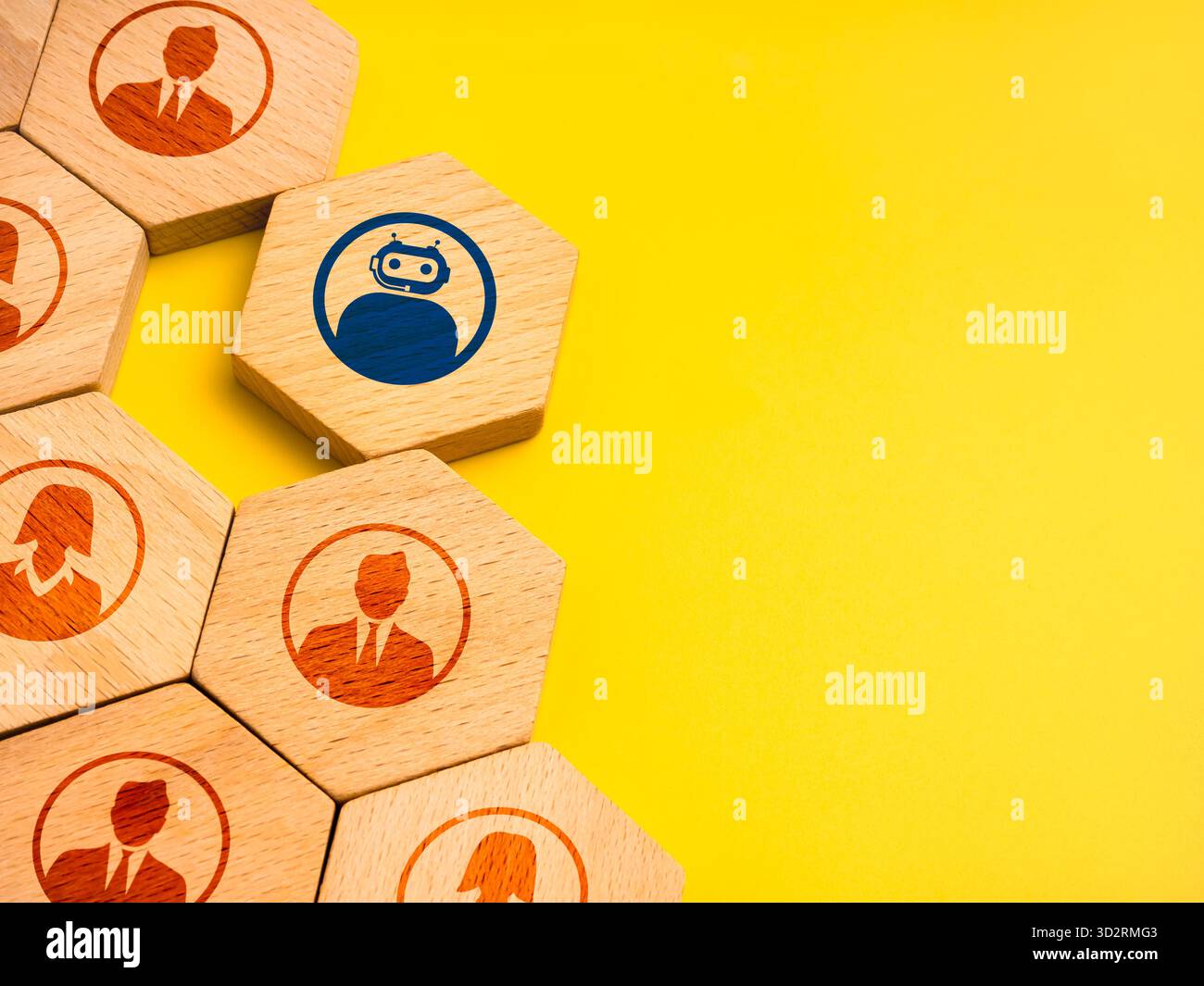 AI integration in human workforce concept with wooden blocks showing ...