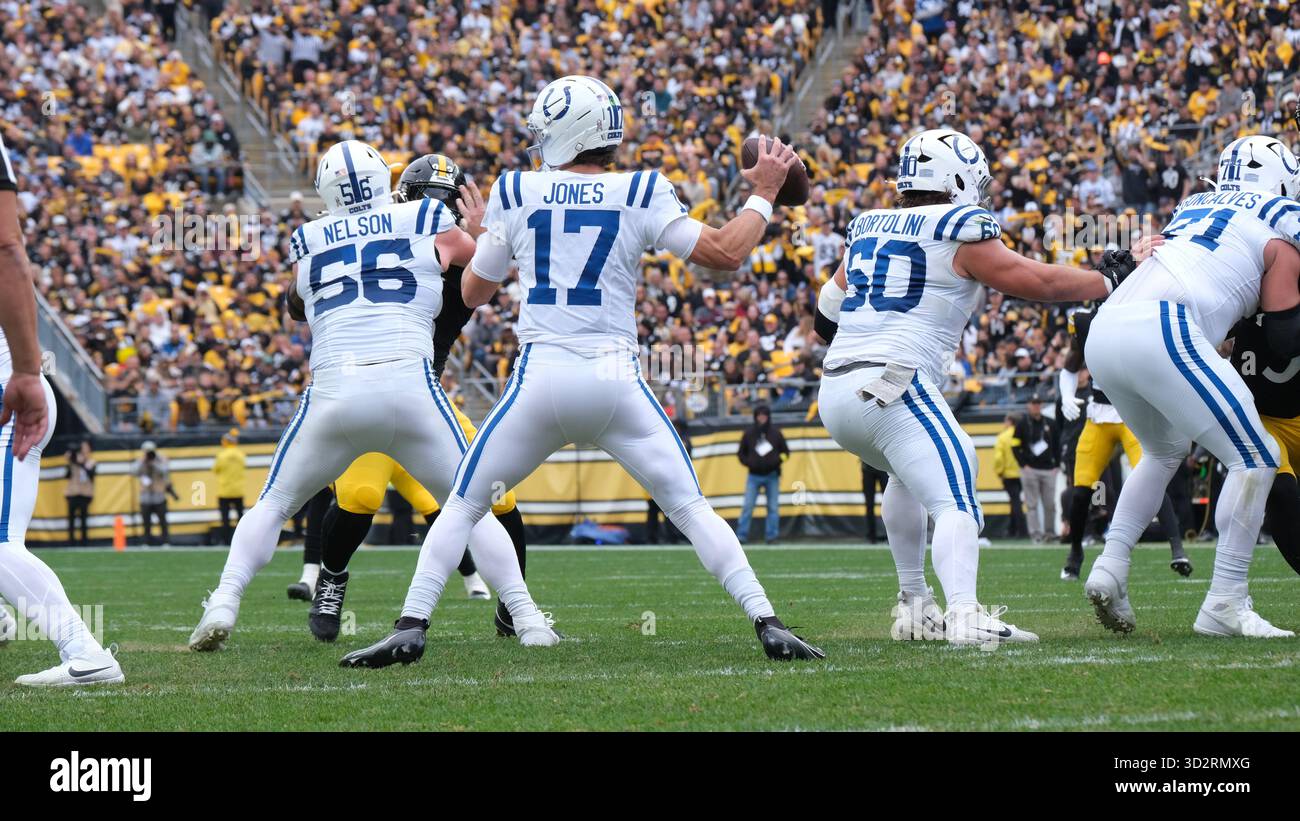 Nov 2, 2025: Daniel Jones #17 during the 2025 Steelers vs Colts game in ...